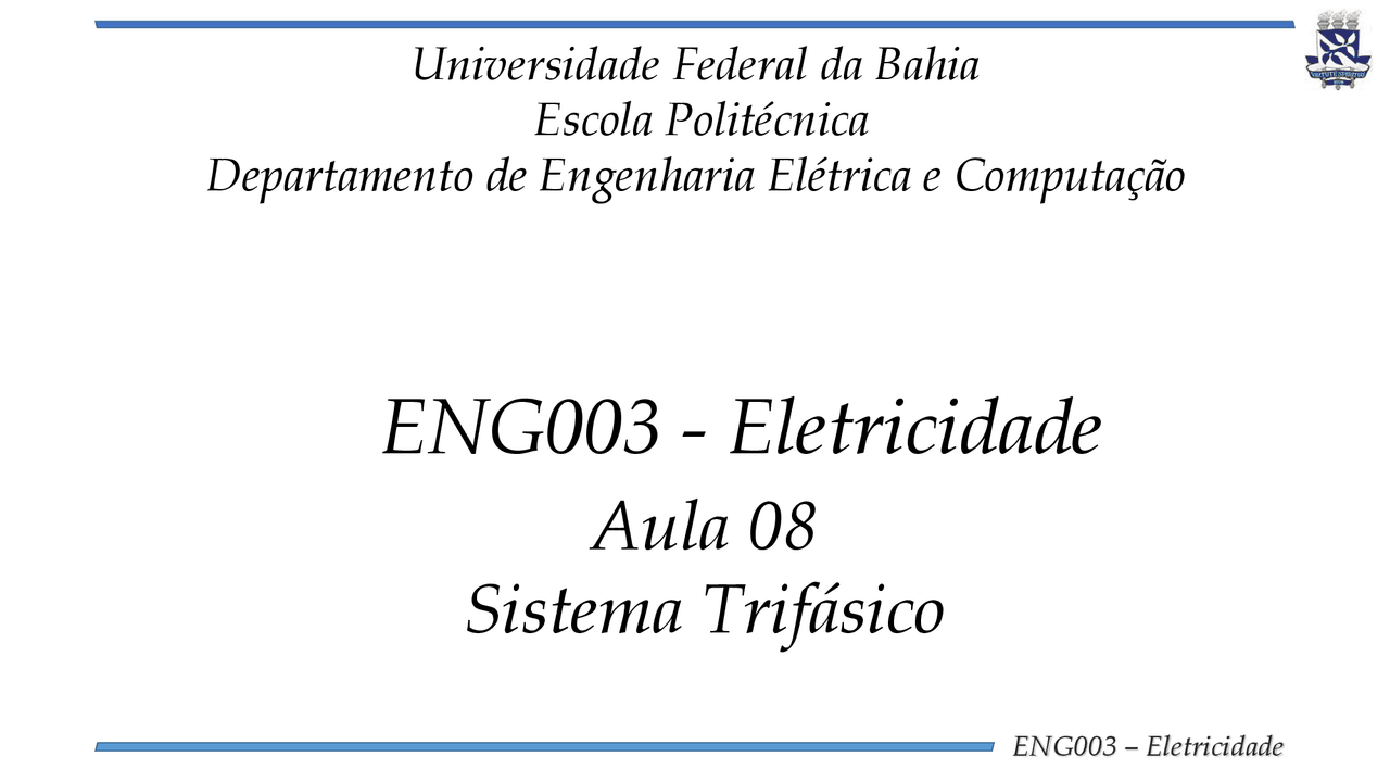 Sistemas Trifásicos Eletricidade Eng003 Slides Eletricidade Básica