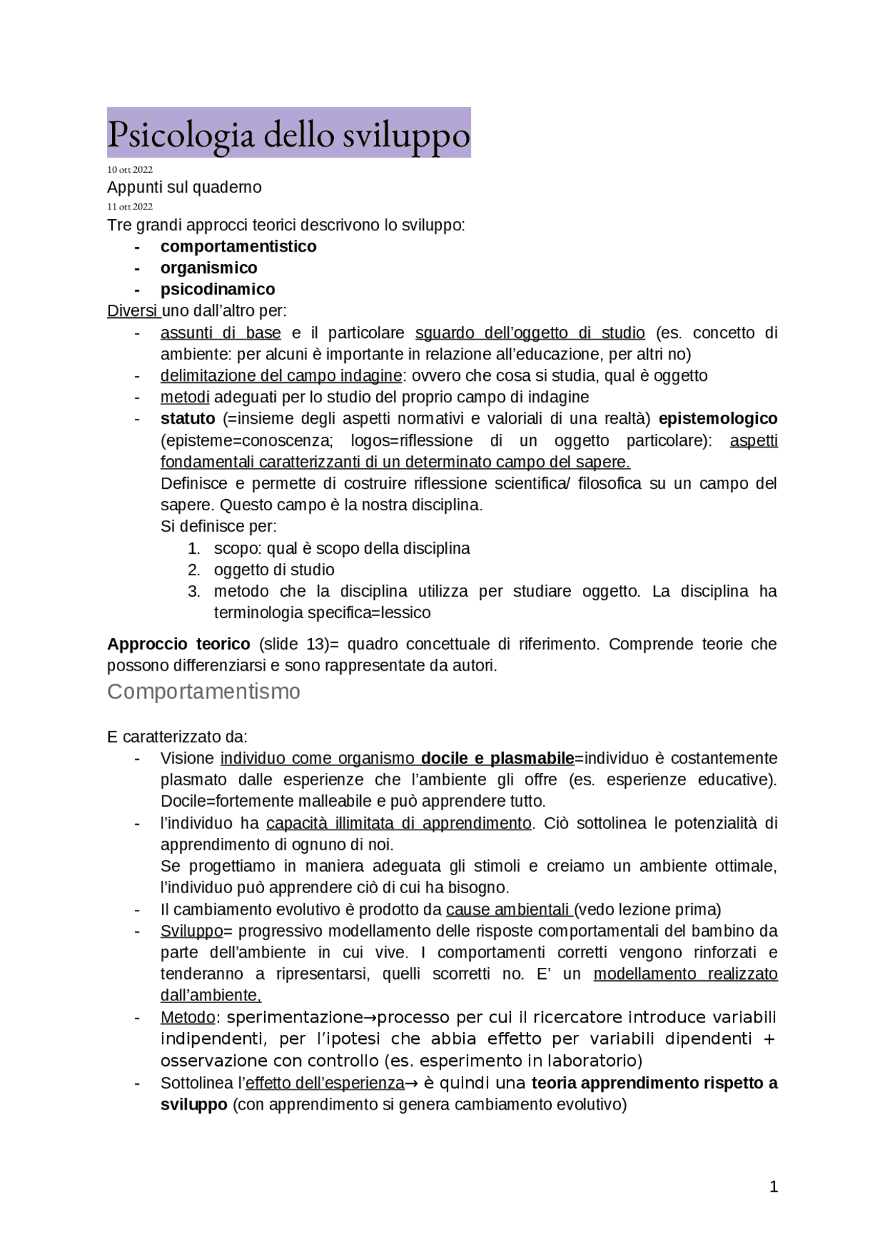 Appunti Sul Comportamentismo E Piaget Appunti Di Psicologia Dello