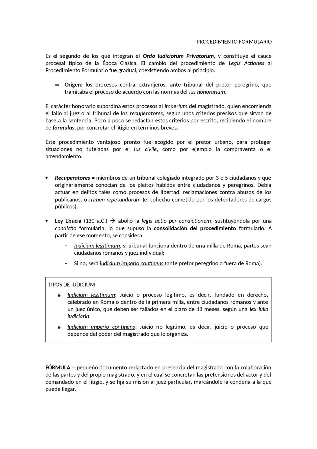 Procedimiento formulario del derecho romano | Apuntes de Derecho Romano ...