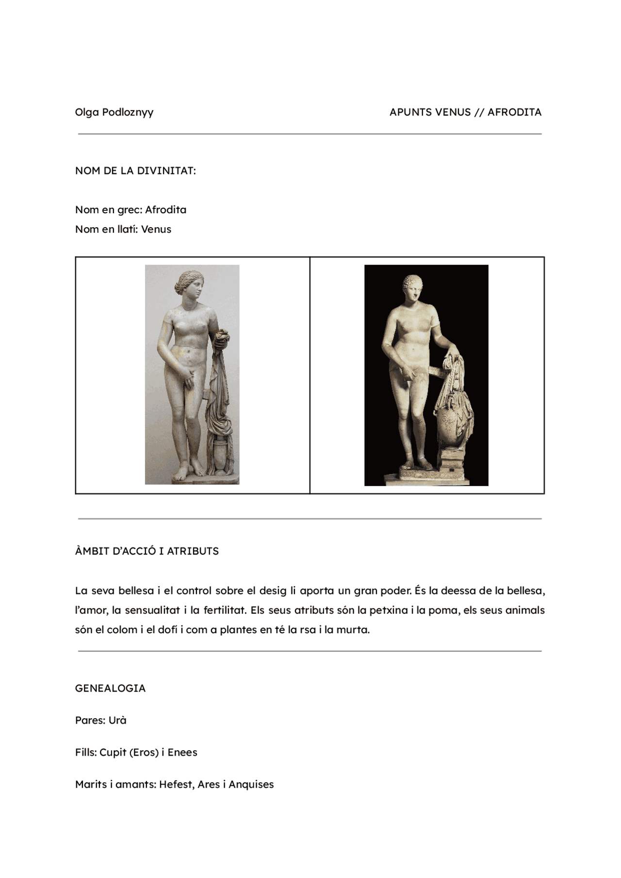 Toda La Información Sobre Afrodita Resúmenes De Latín Docsity