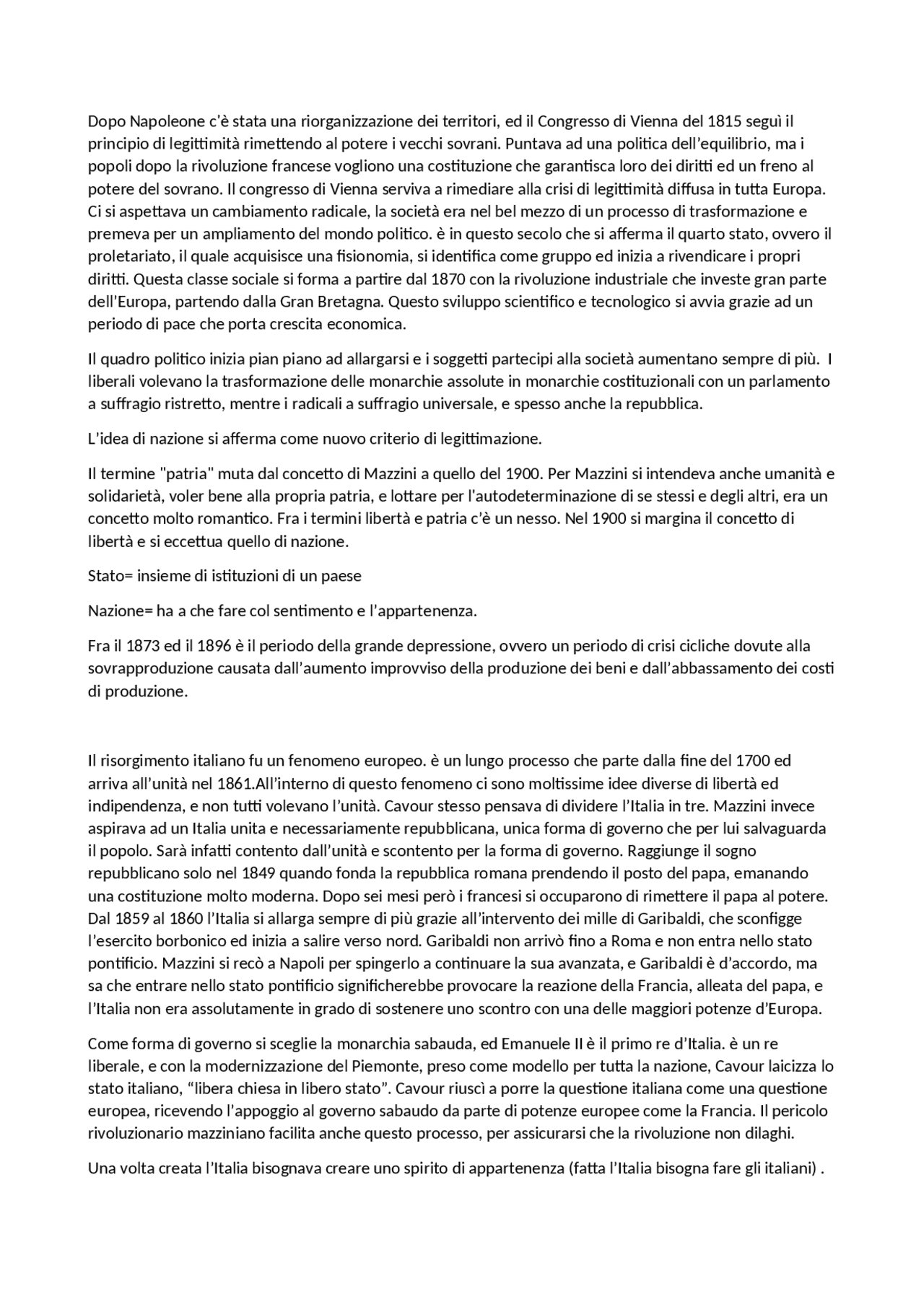 Primo modulo storia contemporanea | Appunti di Storia Contemporanea | Docsity