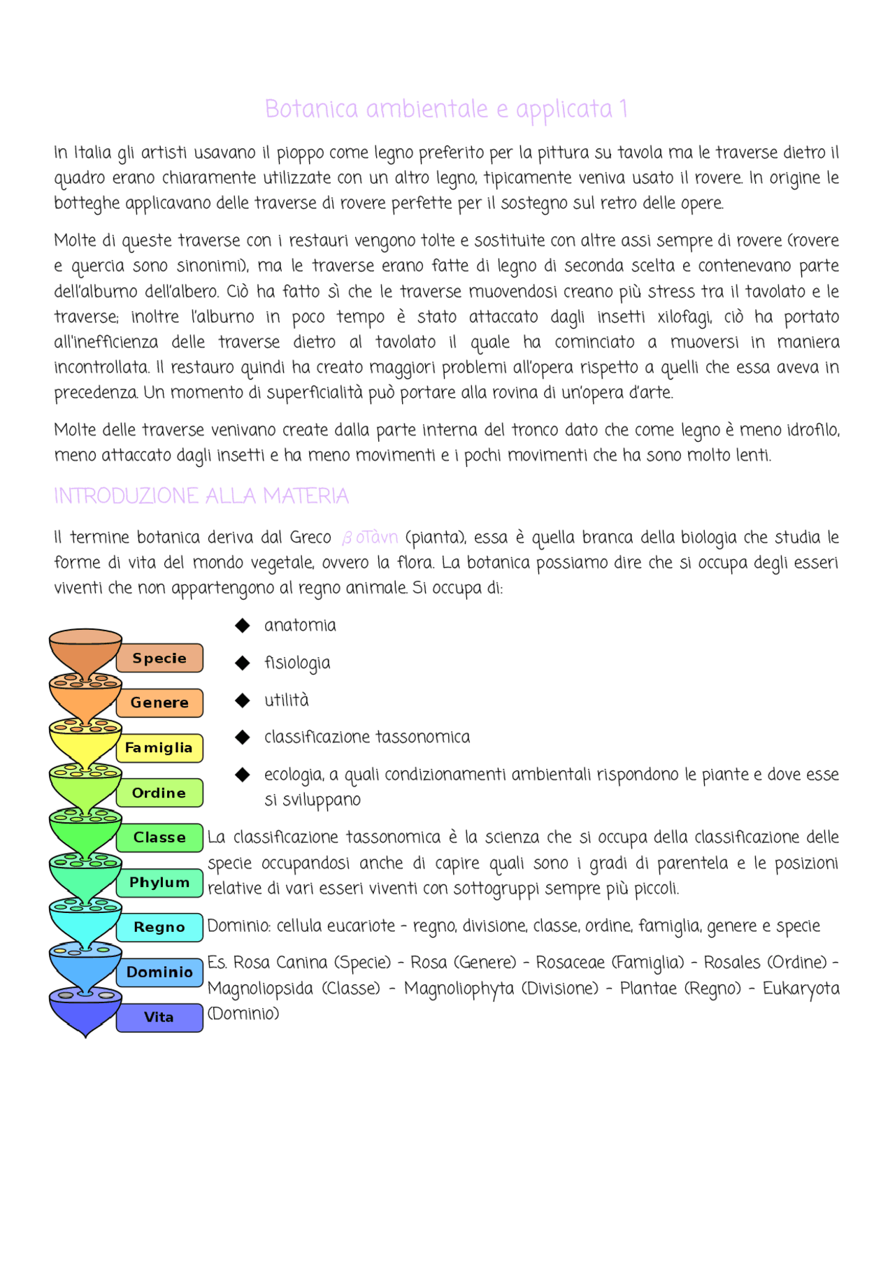 Schemi Di Botanica Generale E Applicata Schemi E Mappe Concettuali Di