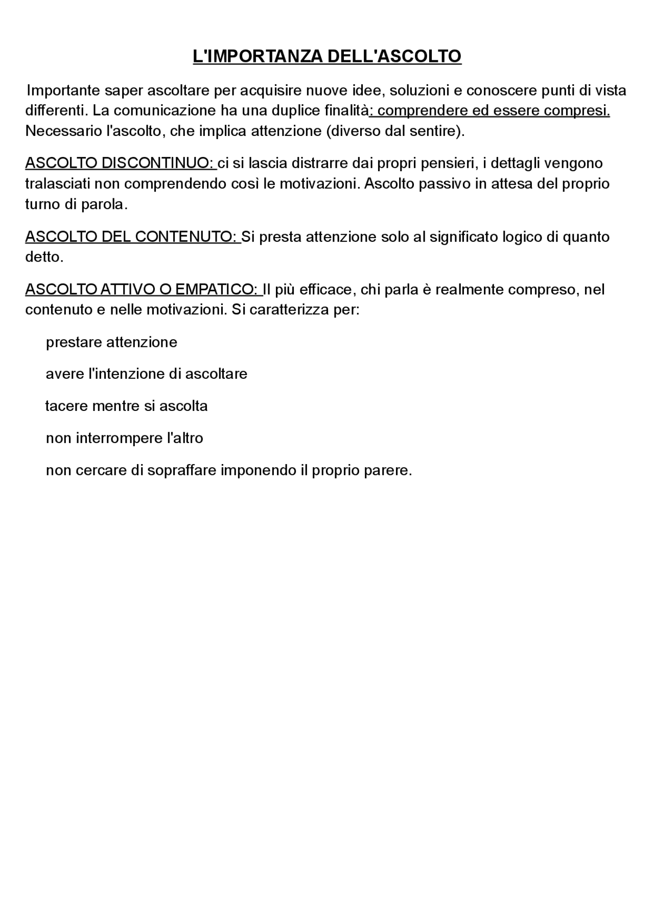 Importanza Dellascolto Metodologie Operative Schemi E Mappe