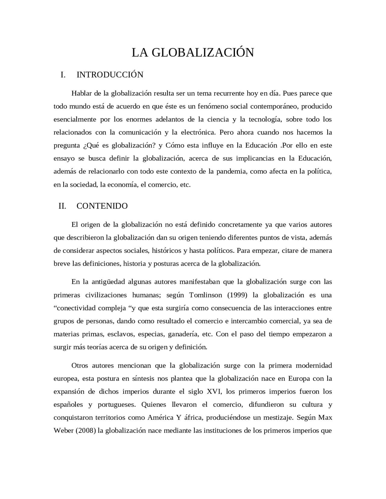 Ensayo De La Globalizacion Resúmenes De Desarrollo Humano Docsity