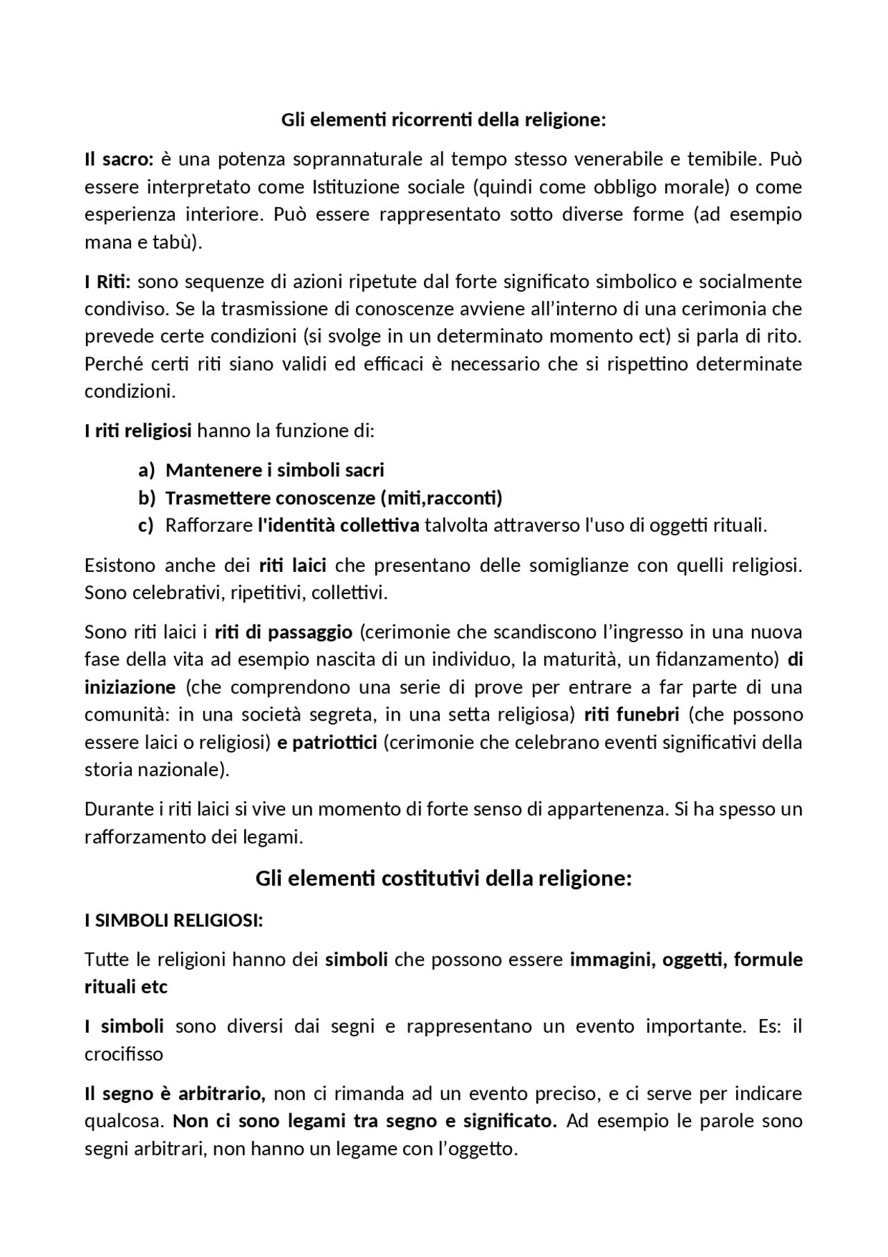 Riti E Simboli Religioni Del Mondo Appunti Di Scienze Umane Docsity