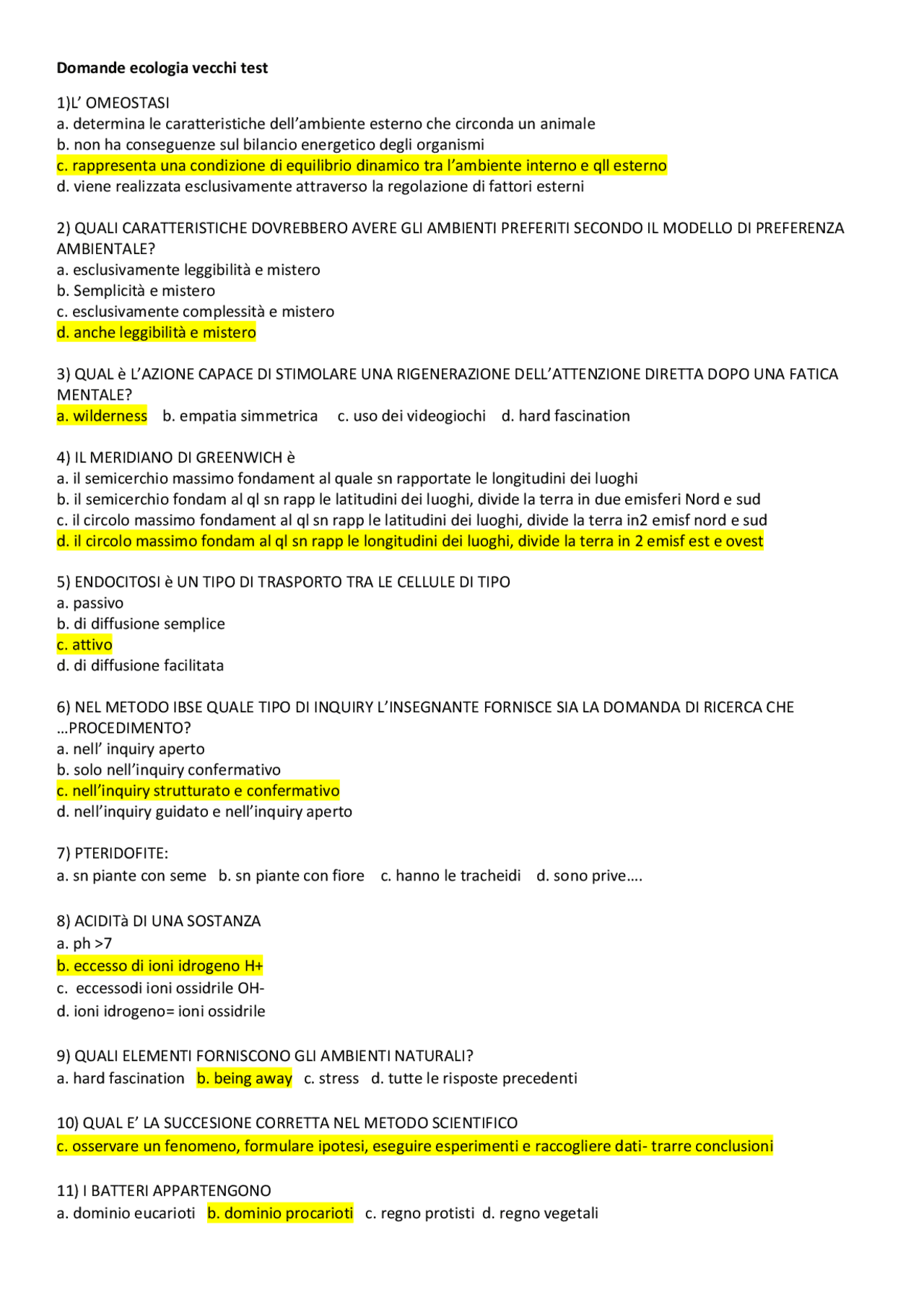 Ecologia E Scienze Naturali Prove Desame Di Ecologia Docsity