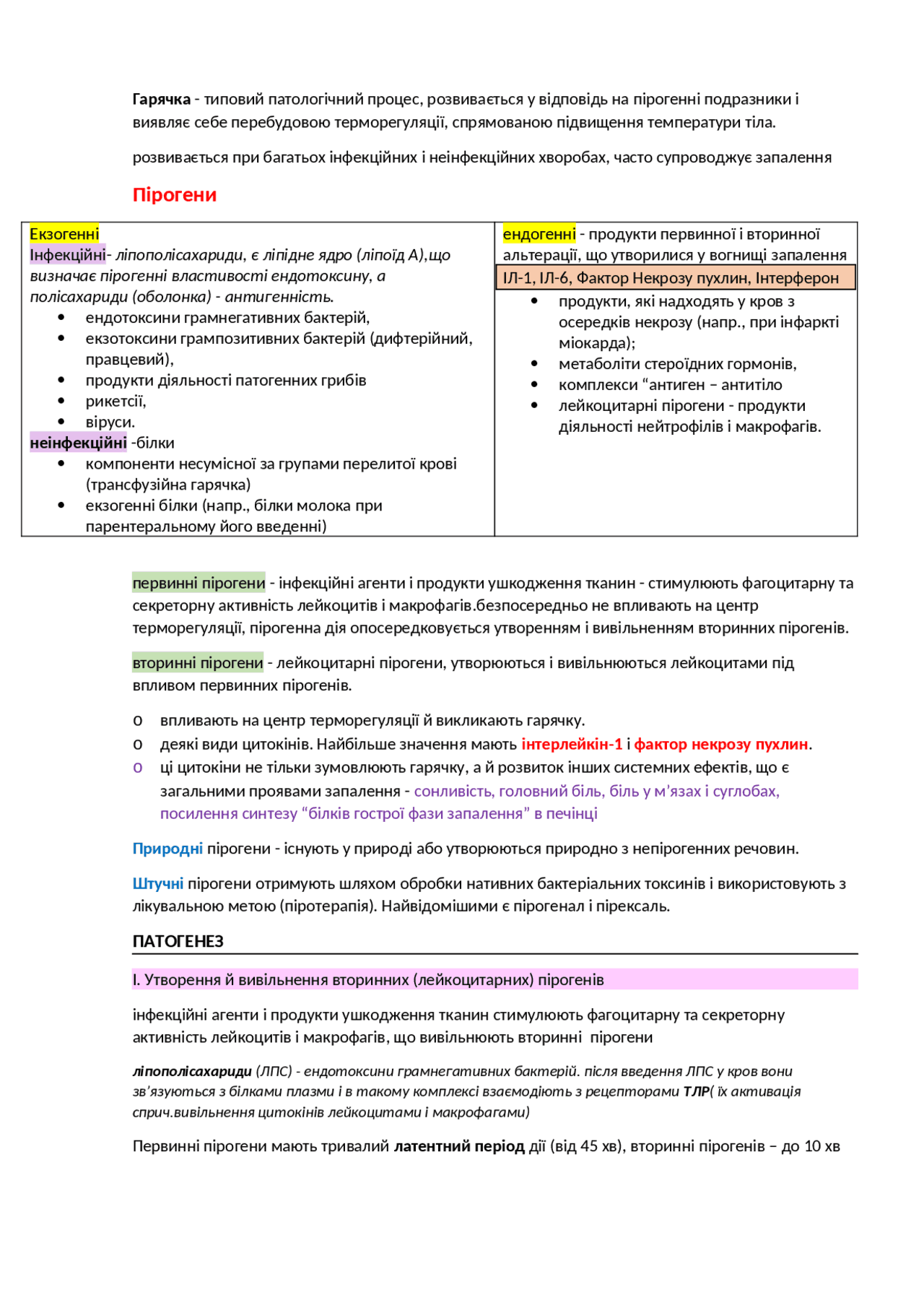 гарячка конспект гарячка Шпаргалки Патологическая физиология Docsity