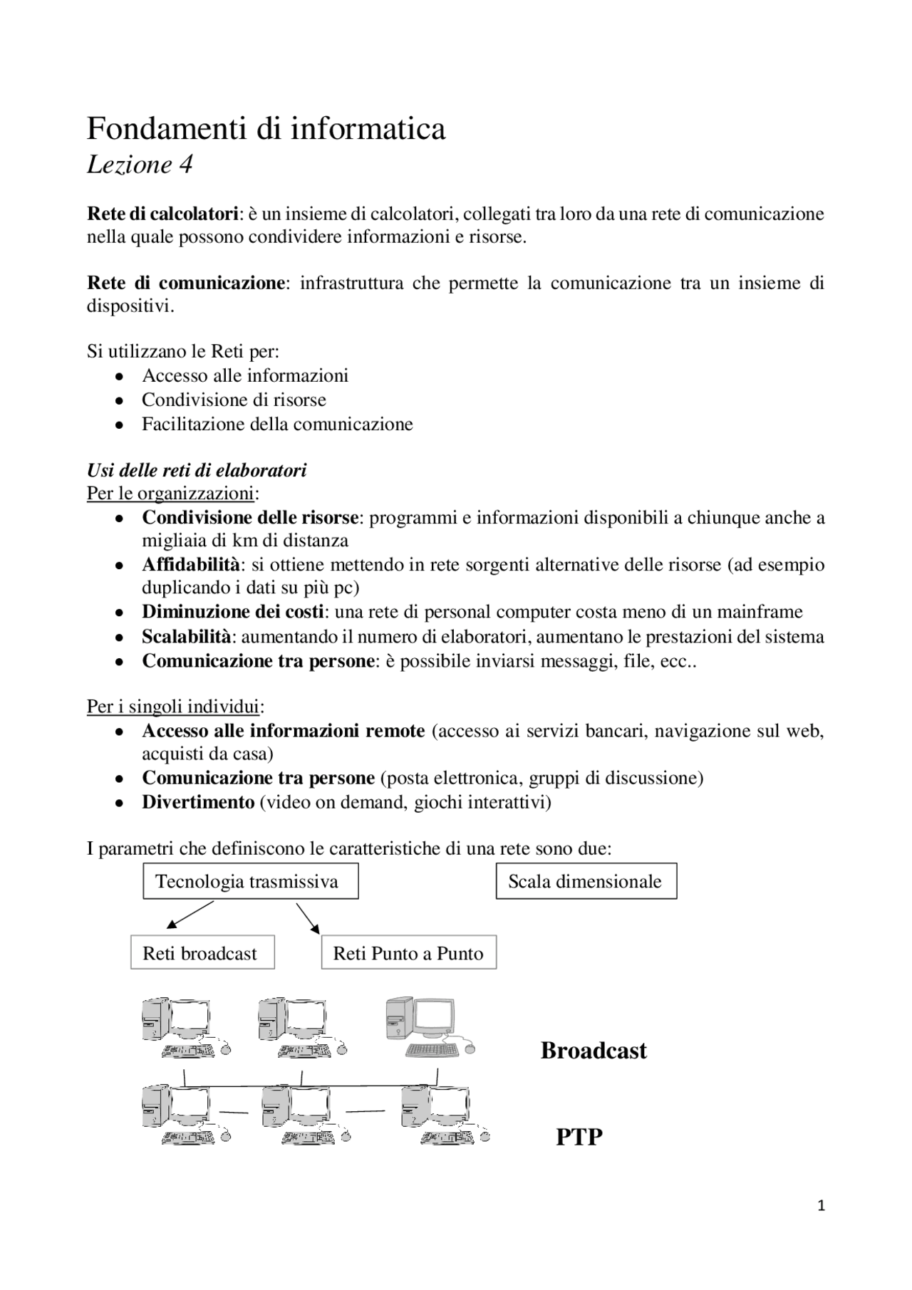 Fondamenti di informatica lezione 4 | Dispense di Fondamenti di informatica | Docsity