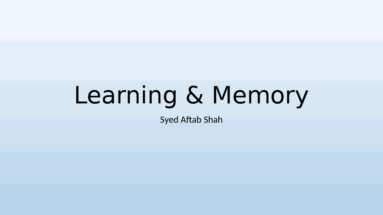 Learning And Memory In Psychology Slides Psychology Docsity