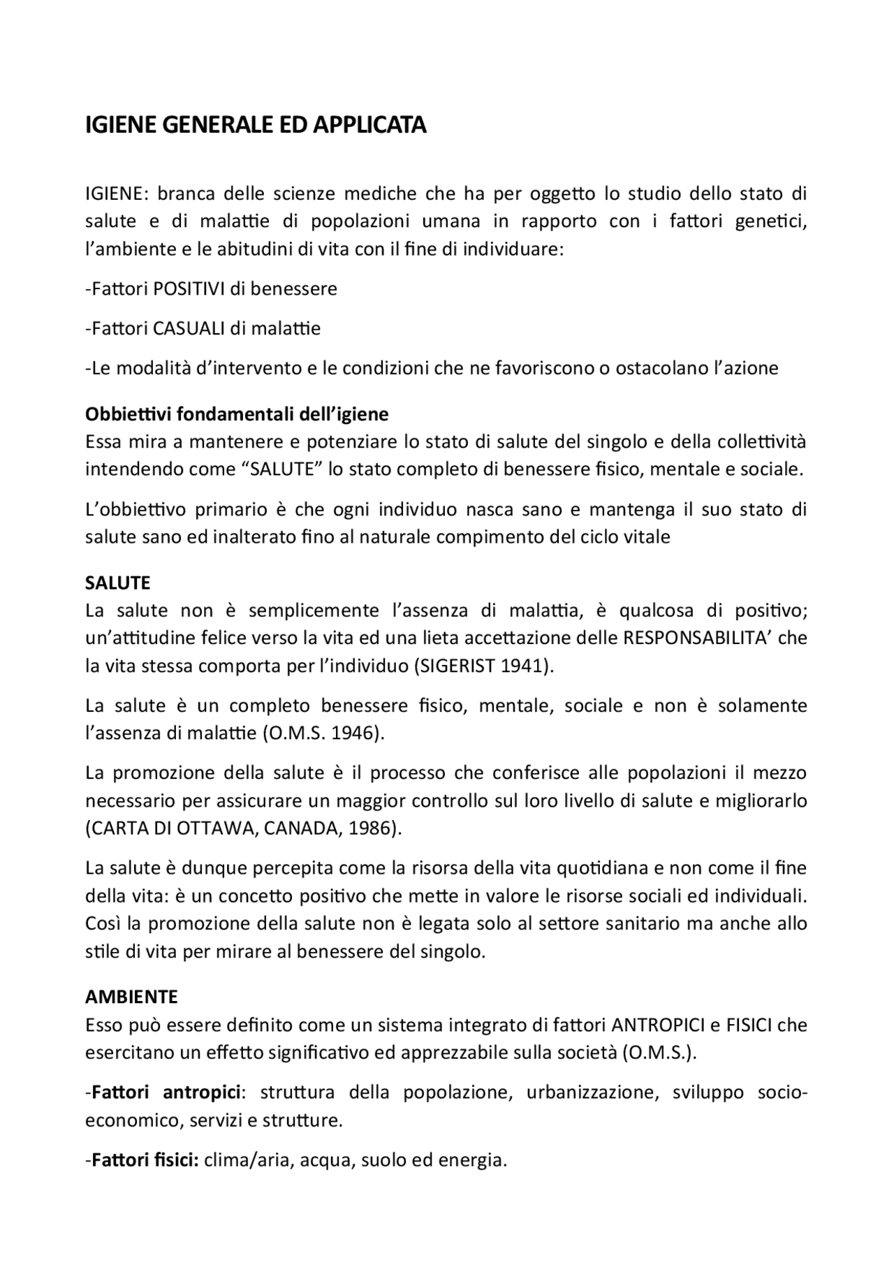 Igiene Generale Ed Applicata Sbobinature Di Scienze Infermieristiche