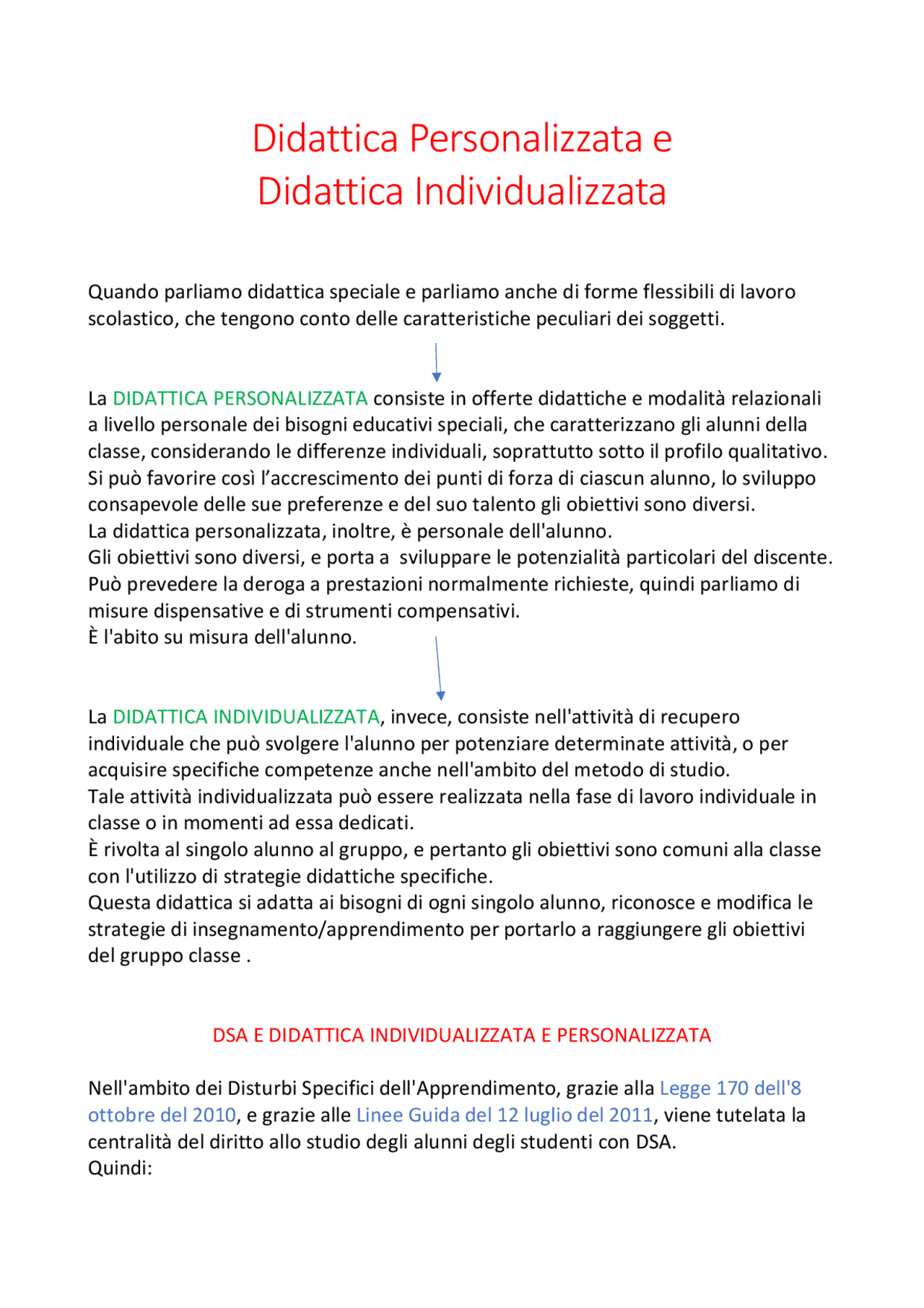 Didattica personalizzata e didattica individualizzata | Schemi e mappe ...