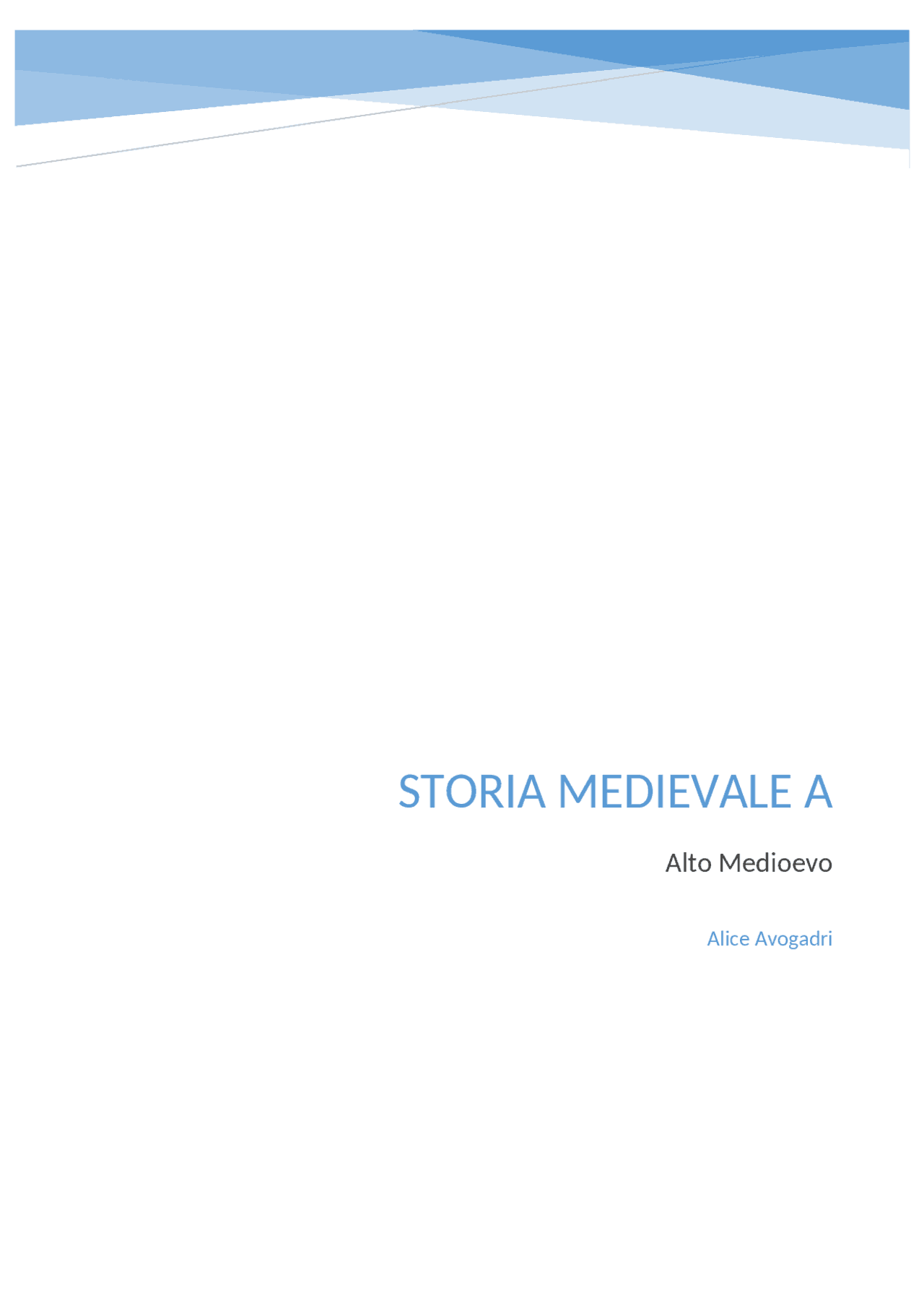 Storia medievale A, primo modulo | Appunti di Storia Medievale | Docsity