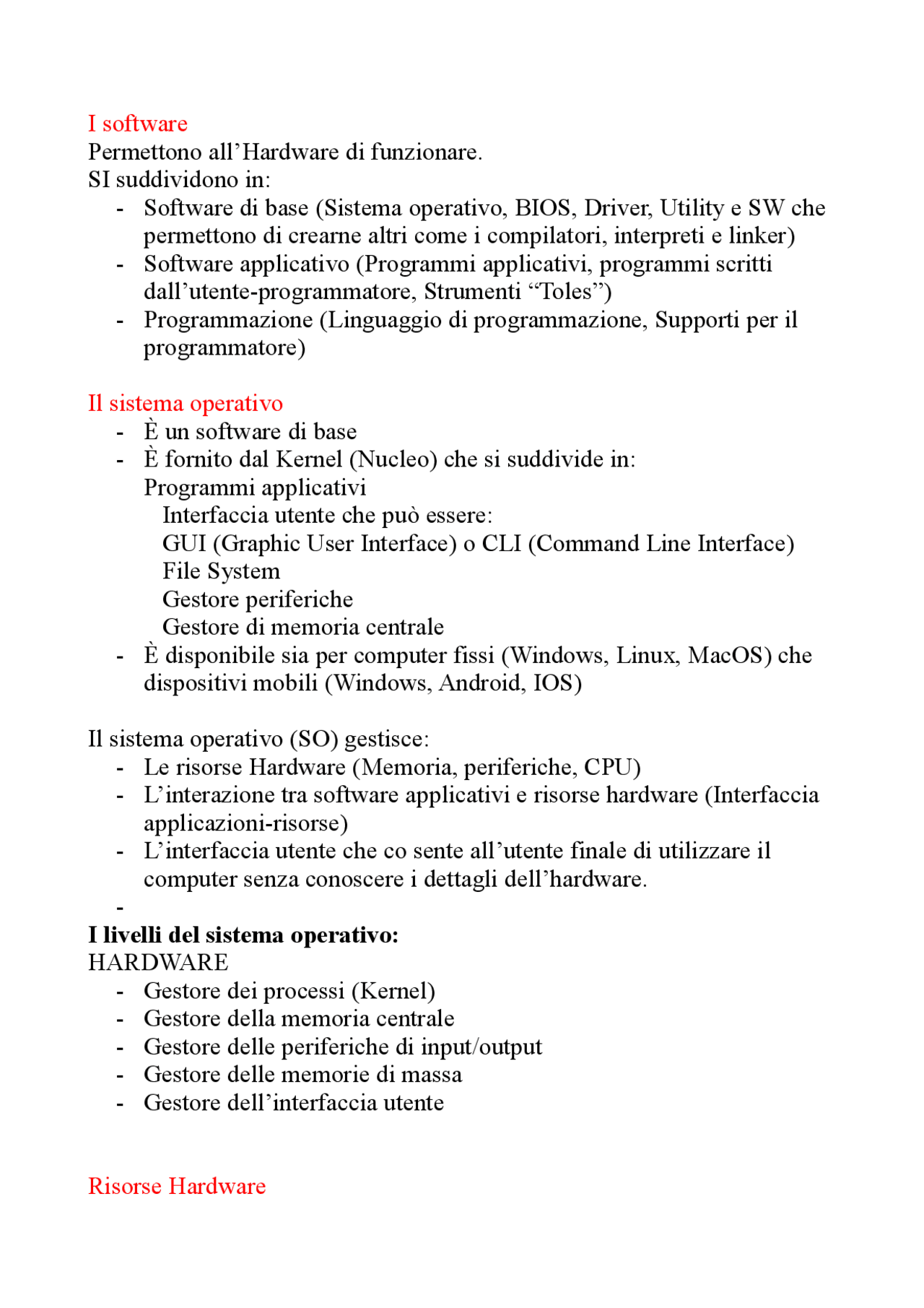 I software, cosa sono e come sono fatti. | Slide di Informatica | Docsity