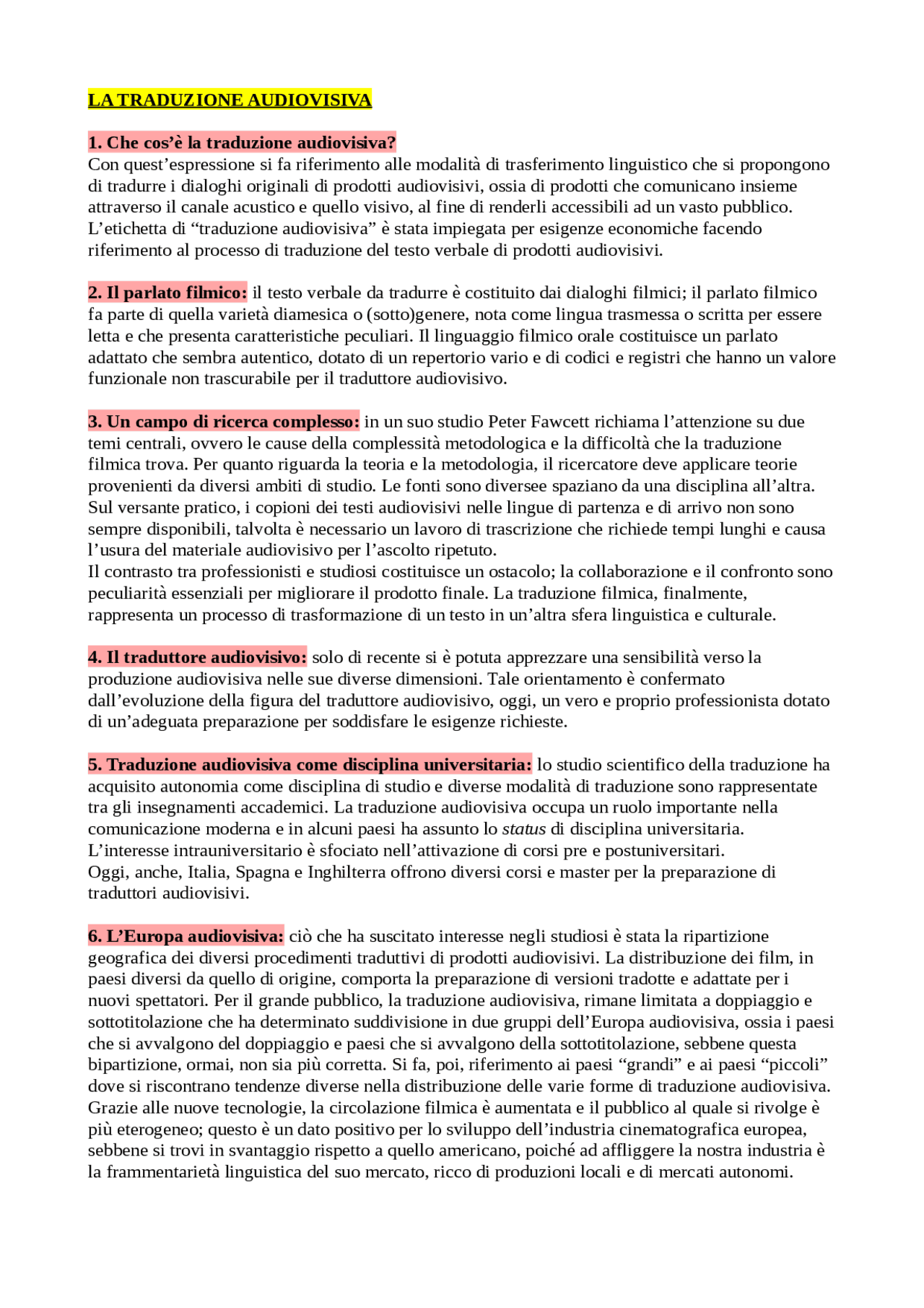 La traduzione audiovisiva (riassunto libro) | Sintesi del corso di ...