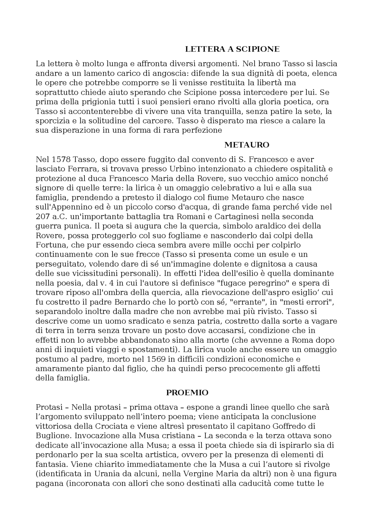 Riassunto Opere Di Torquato Tasso Schemi E Mappe Concettuali Di