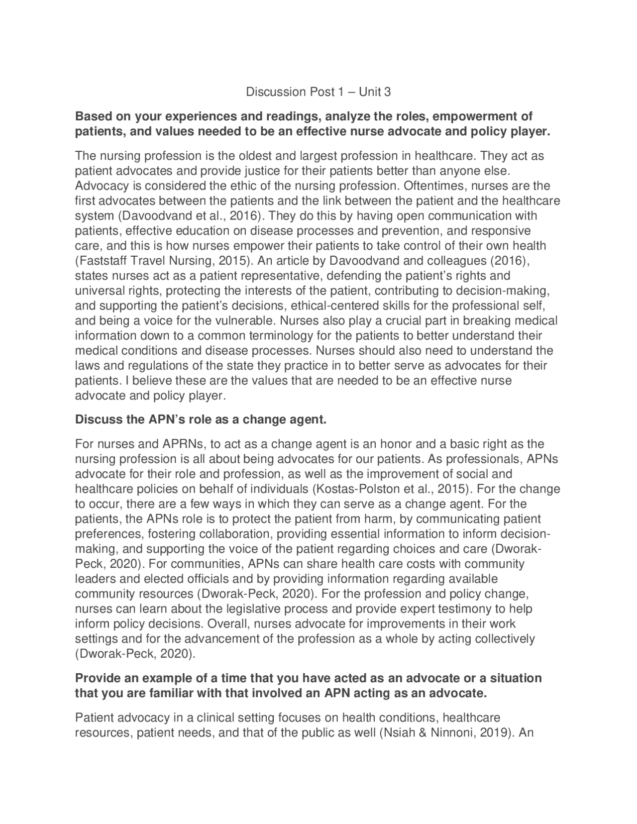 Discussion Posts For The Week Assignments Public Health Docsity