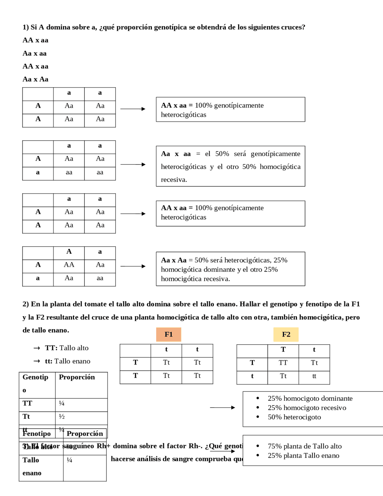 Ejercicios Leyes De Mendel Ejercicios De Genética Docsity