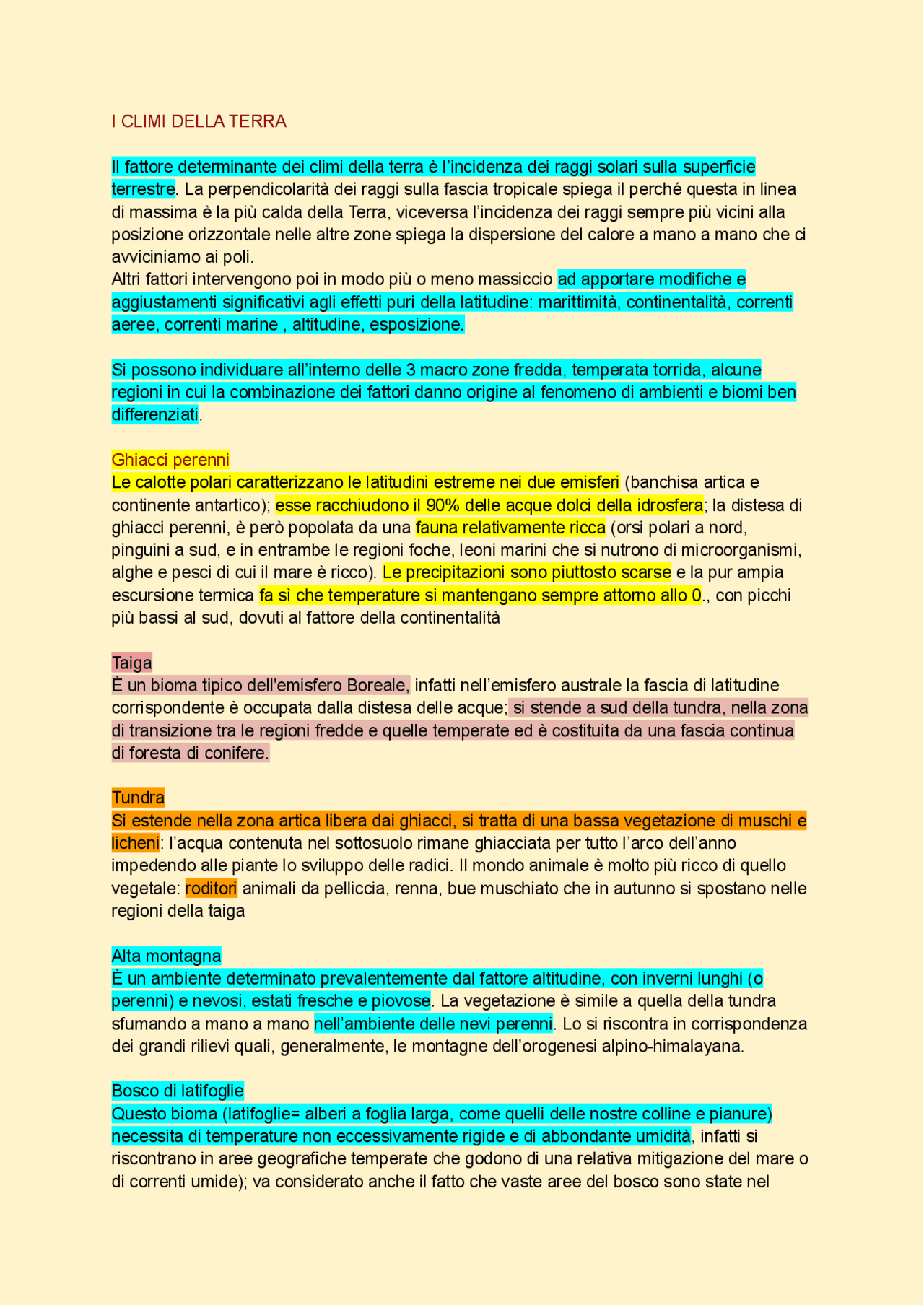Climi E Biomi Del Mondo Appunti Di Geografia Docsity