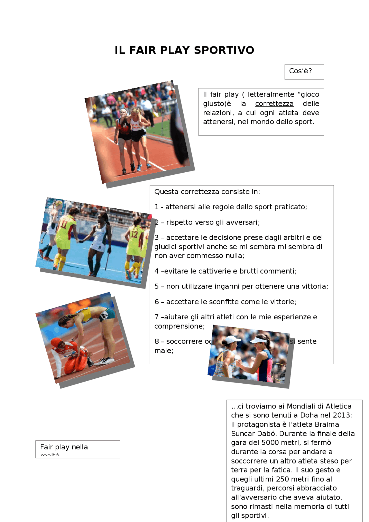 Educazione fisica: fair play | Schemi e mappe concettuali di Educazione ...