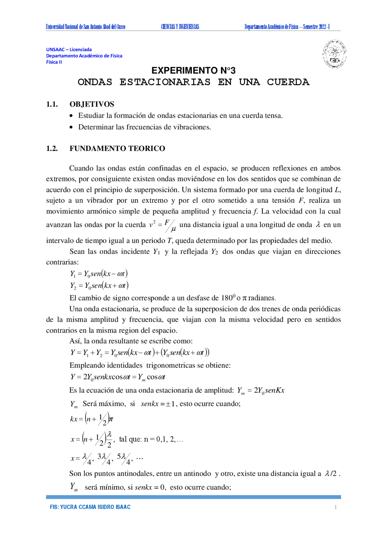 Laboratorios de fisica 2 | Ejercicios de Física | Docsity