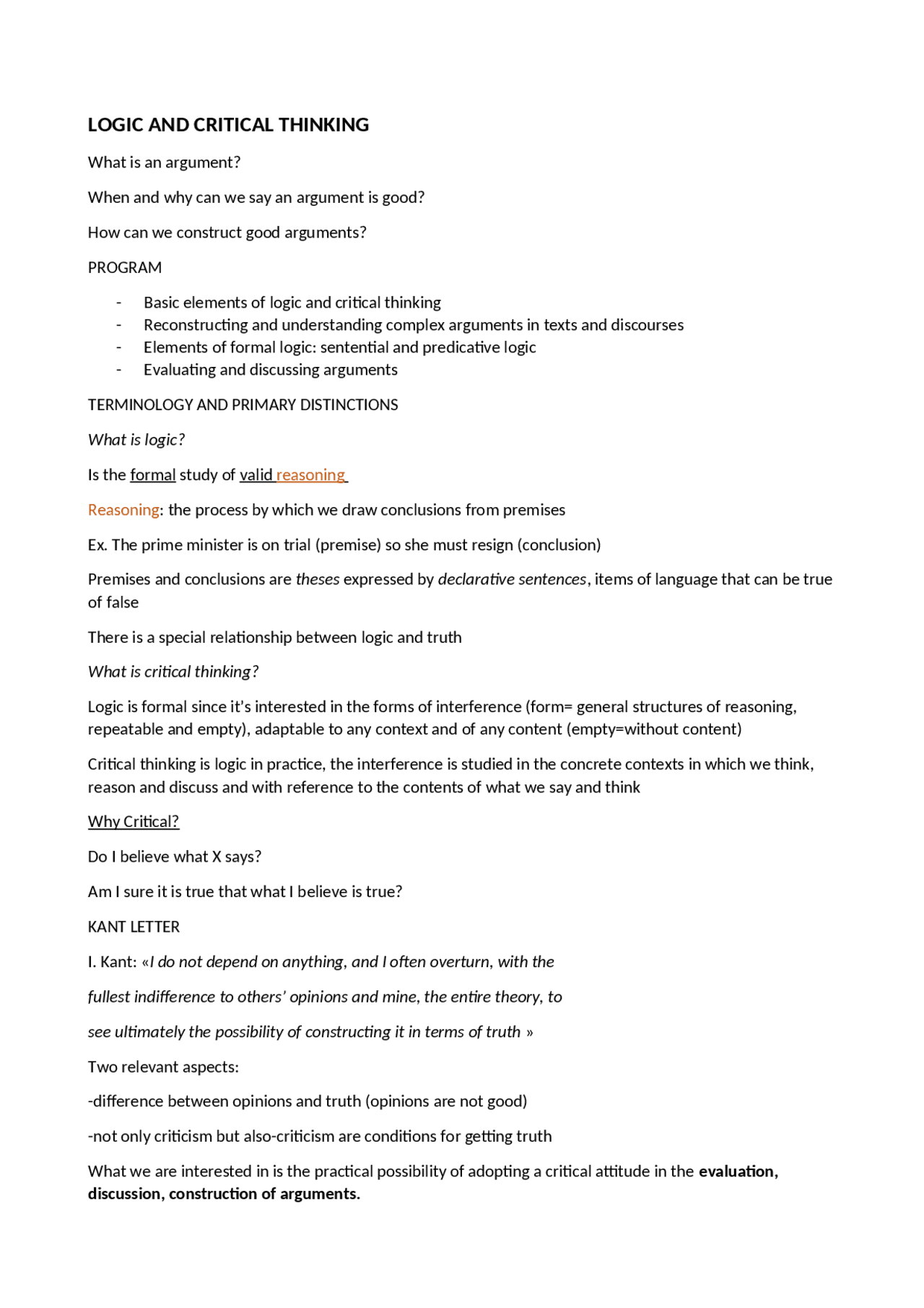 Logic And Critical Thinking English Appunti Di Logica Docsity