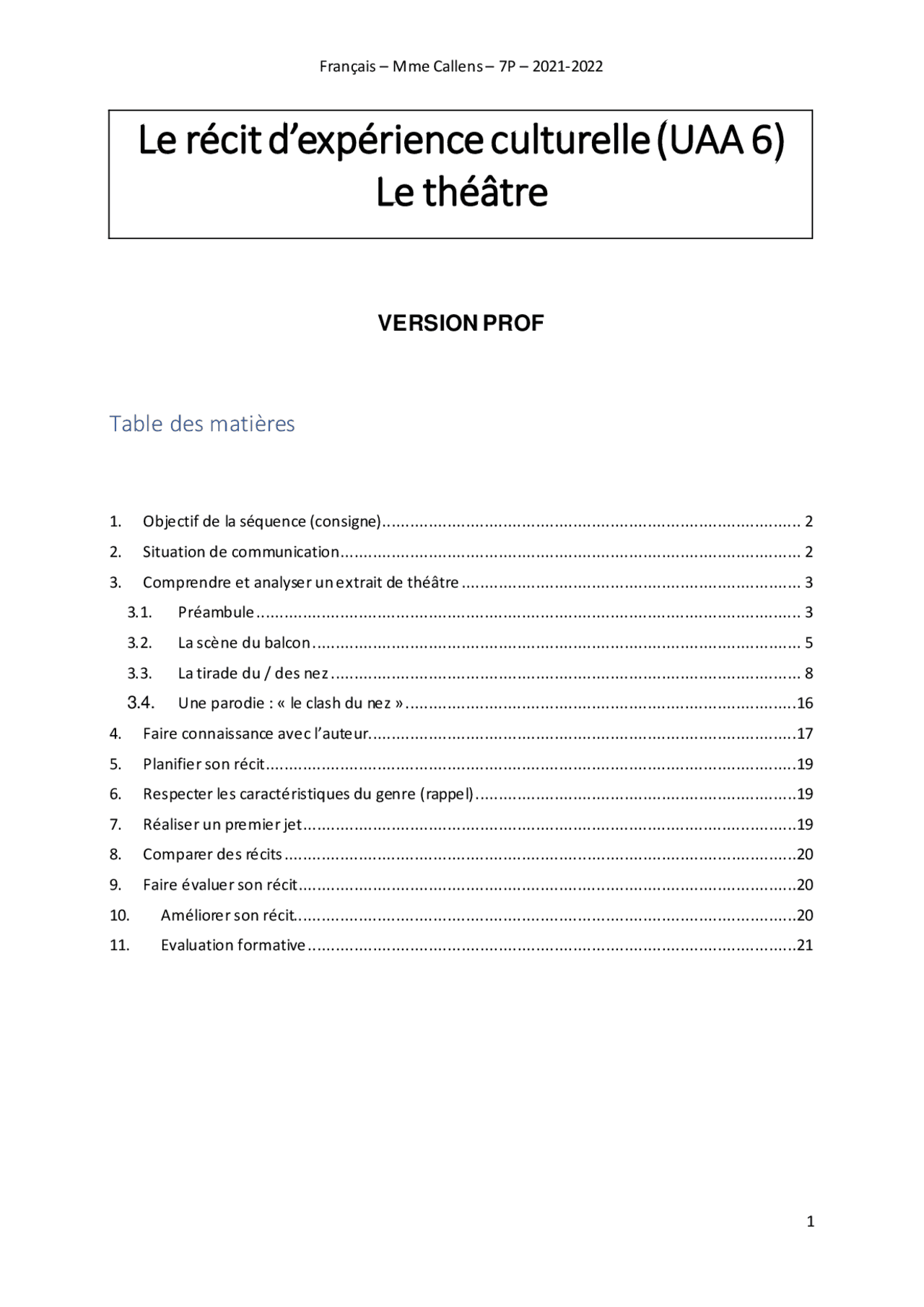 Séquence Corrigée Sur Le Théâtre Exercises French Docsity