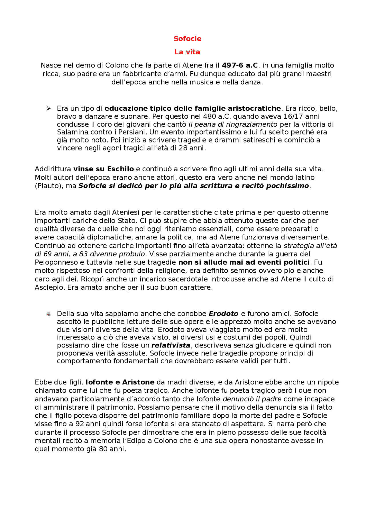 La tragedia e Sofocle | Dispense di Greco | Docsity