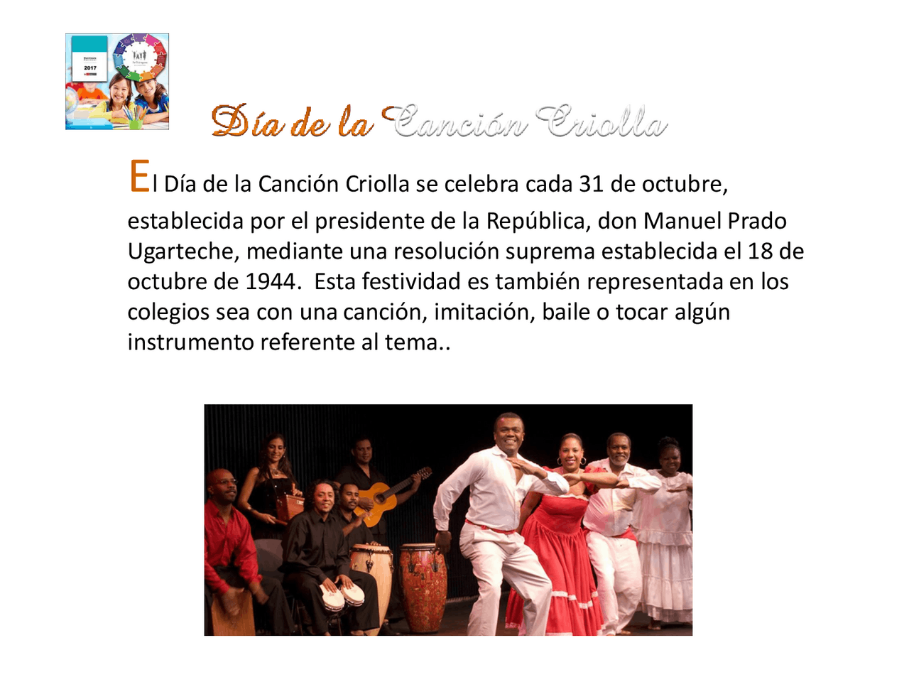 Dia de la cancion criolla | Apuntes de Historia | Docsity