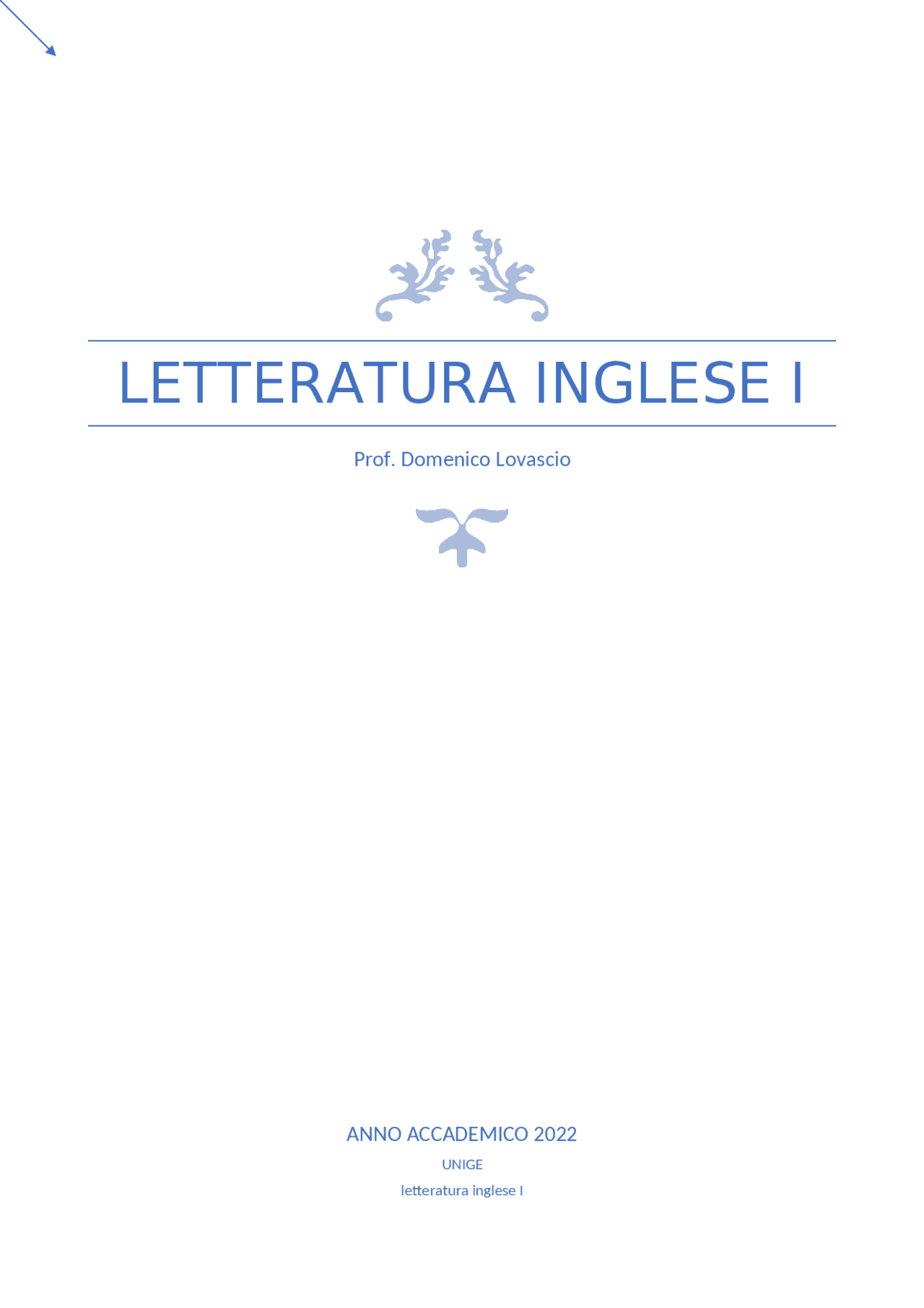 Appunti Letteratura Inglese I Prof Lovascio 20212022 Unige Appunti
