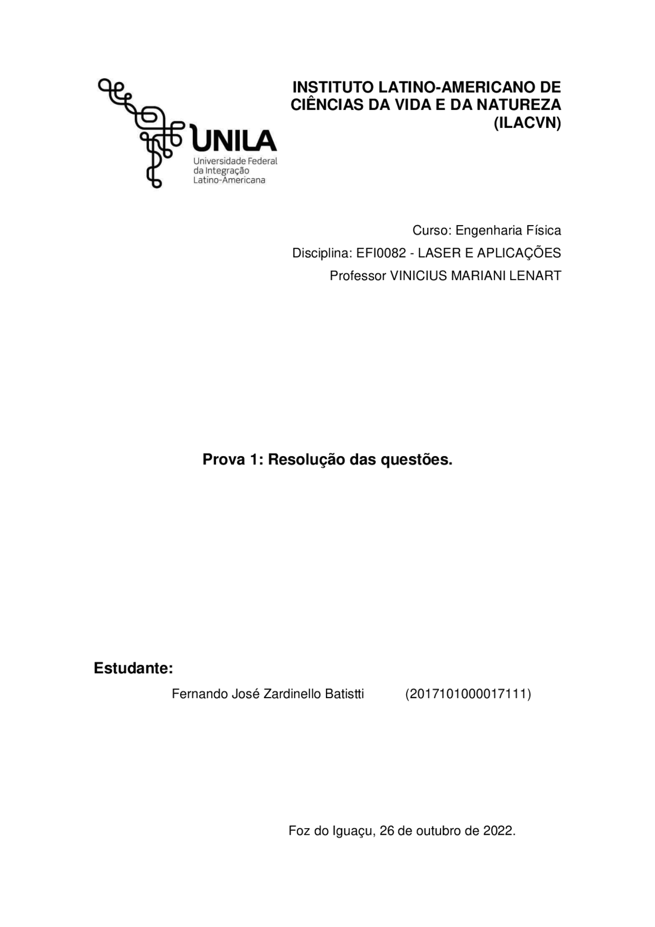 Prova 1 Resolução Provas Física Estatística Docsity