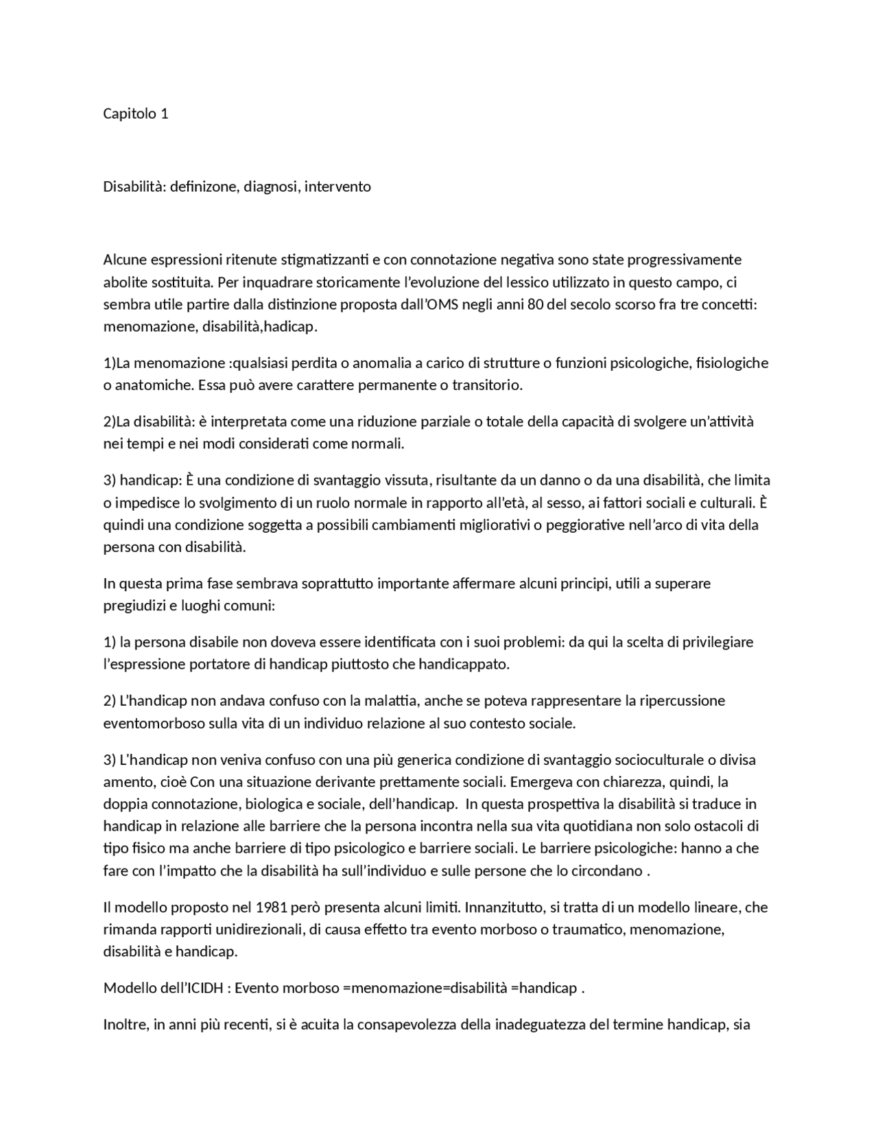 Riassunto Di Psicologia Della Disabilità Schemi E Mappe Concettuali