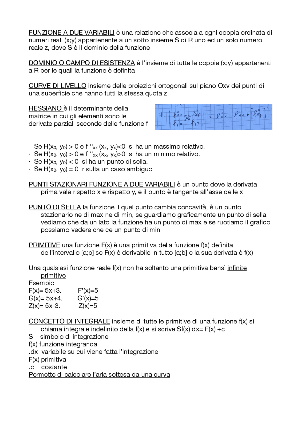 Funzioni A 2 Variabili Appunti Di Matematica Docsity