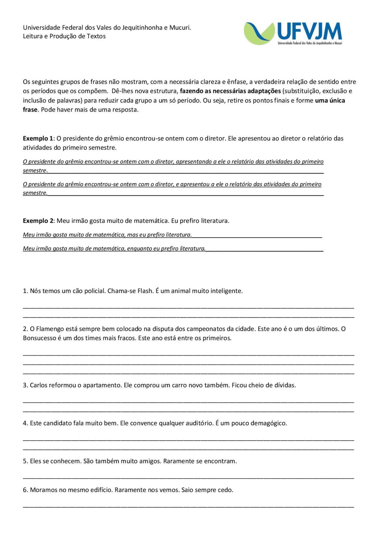 Leitura E Produção De Texto Exercícios Diretrizes Para Análise De