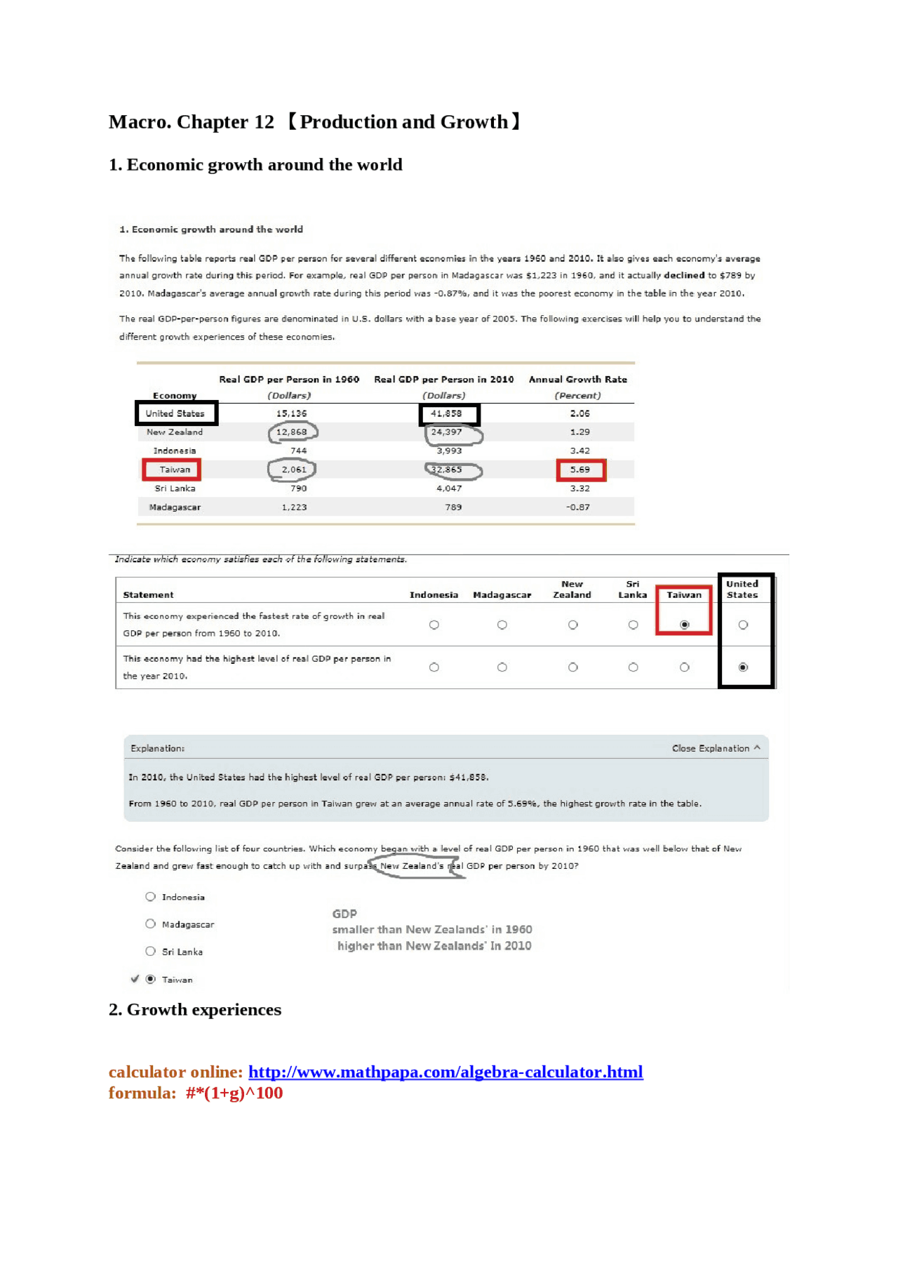 Macro. Chapter 12 【Production and Growth】 | Assignments Macroeconomics | Docsity
