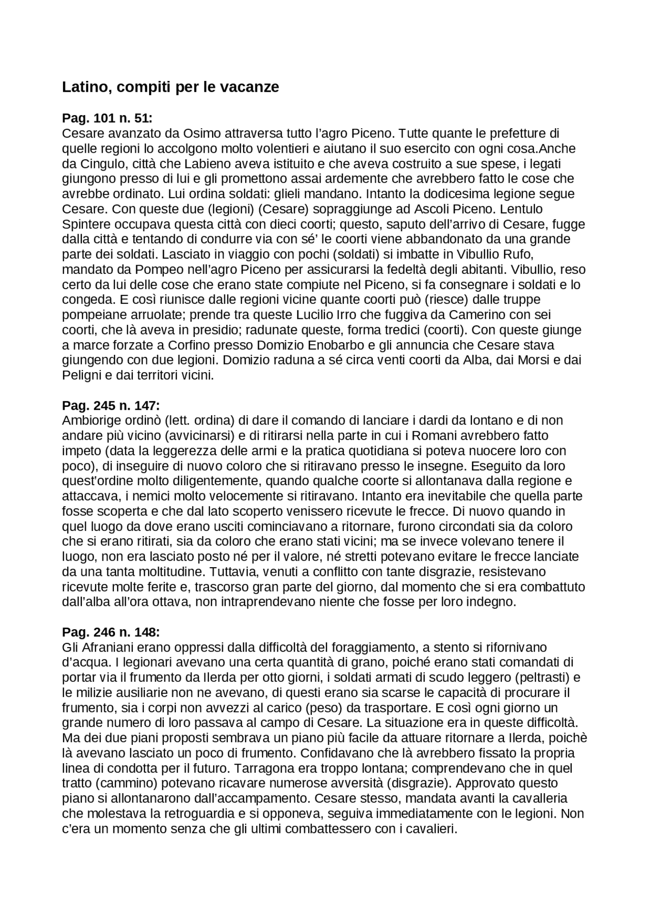 10 Versioni Di Latino Versioni Di Latino Docsity
