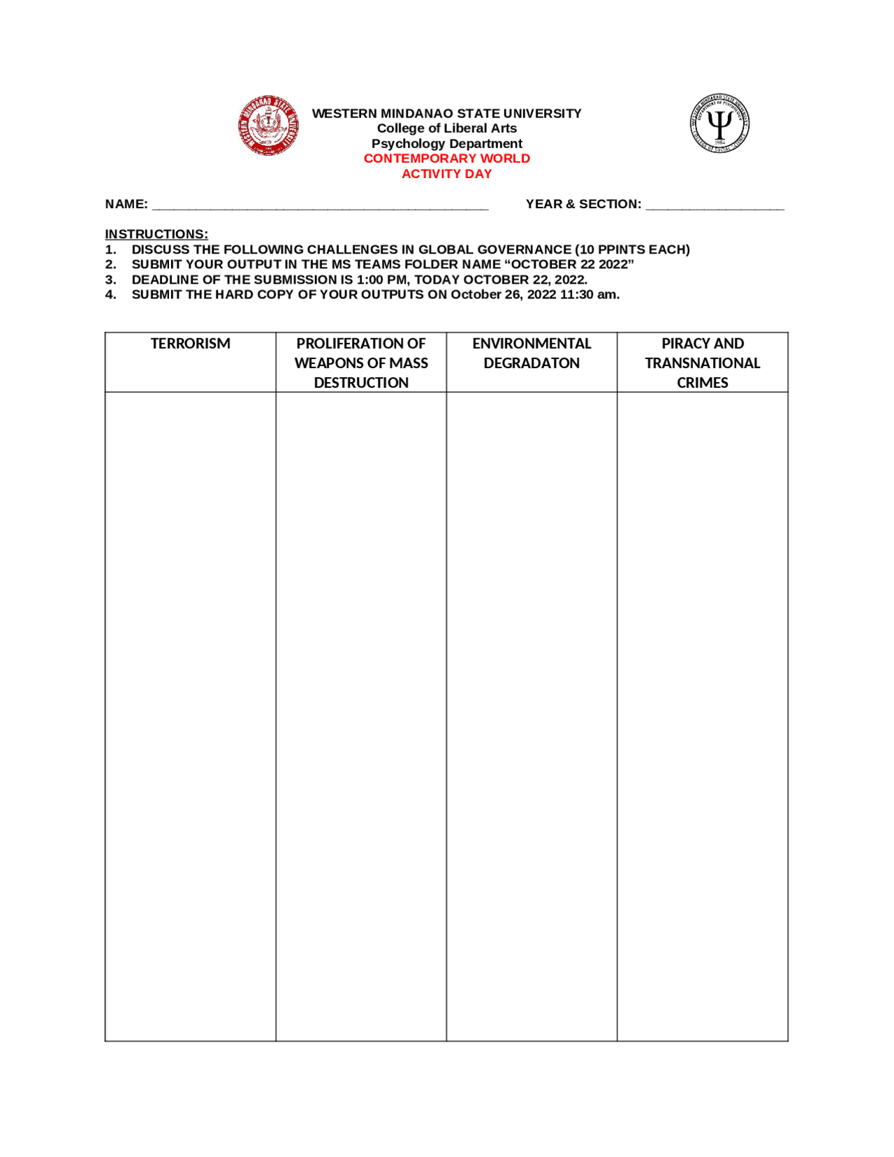 Assignment For Understanding The Self Assignments Economics Docsity