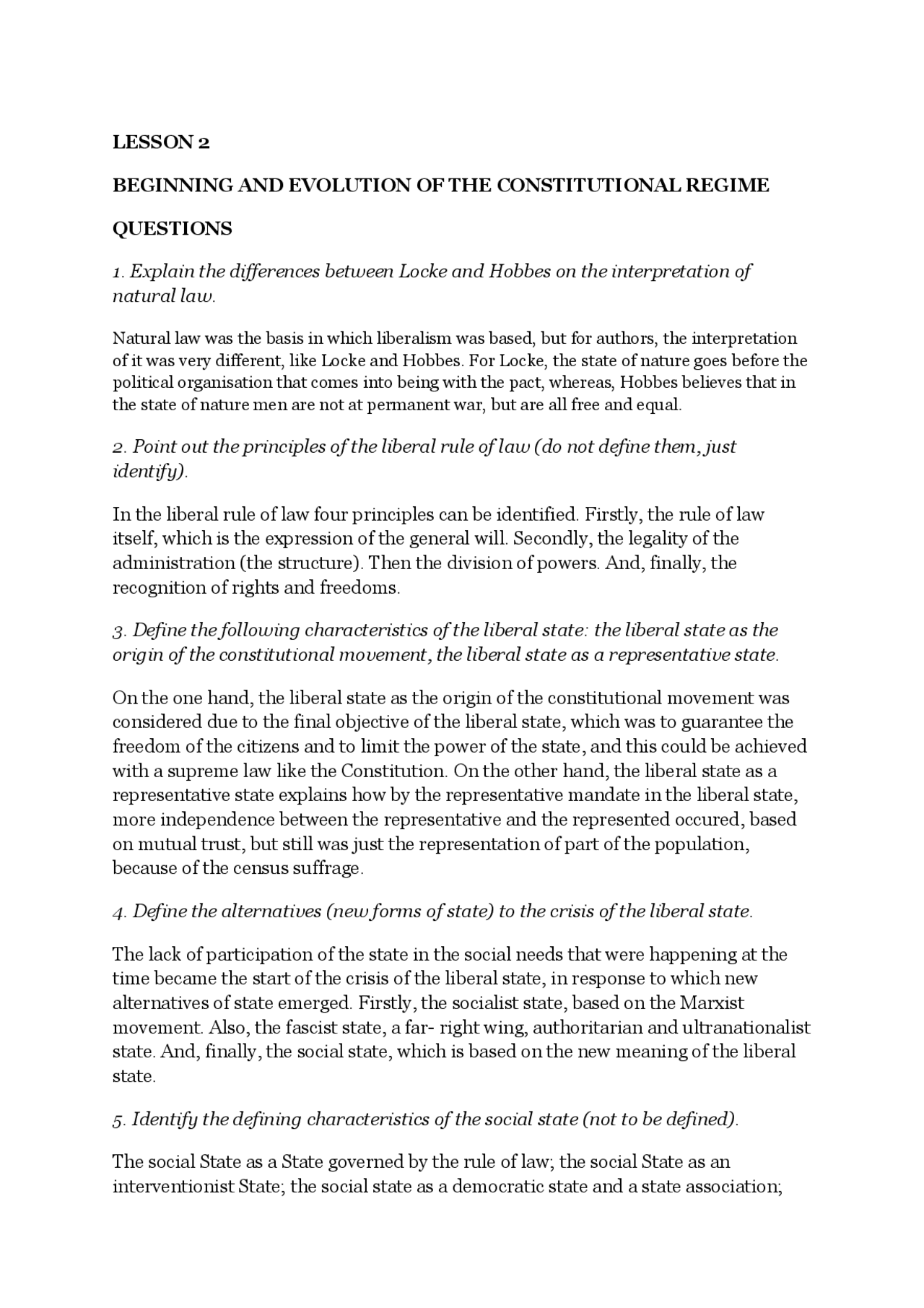 Lesson 2 Questionnaire Resolved Ejercicios De Derecho Constitucional
