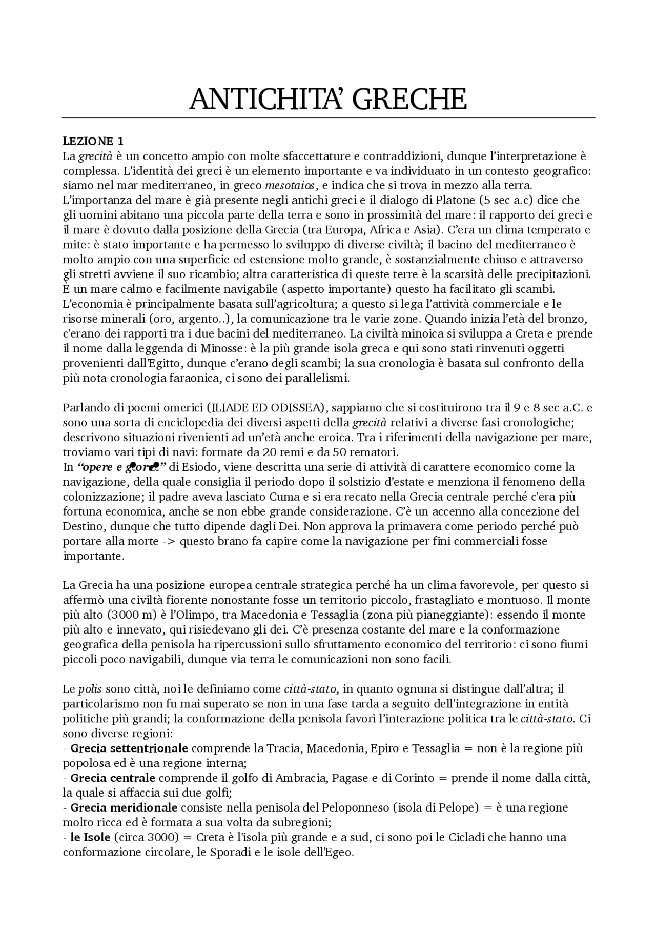 Antichita Greche Anno 20212022 Appunti Di Letteratura Greca Docsity
