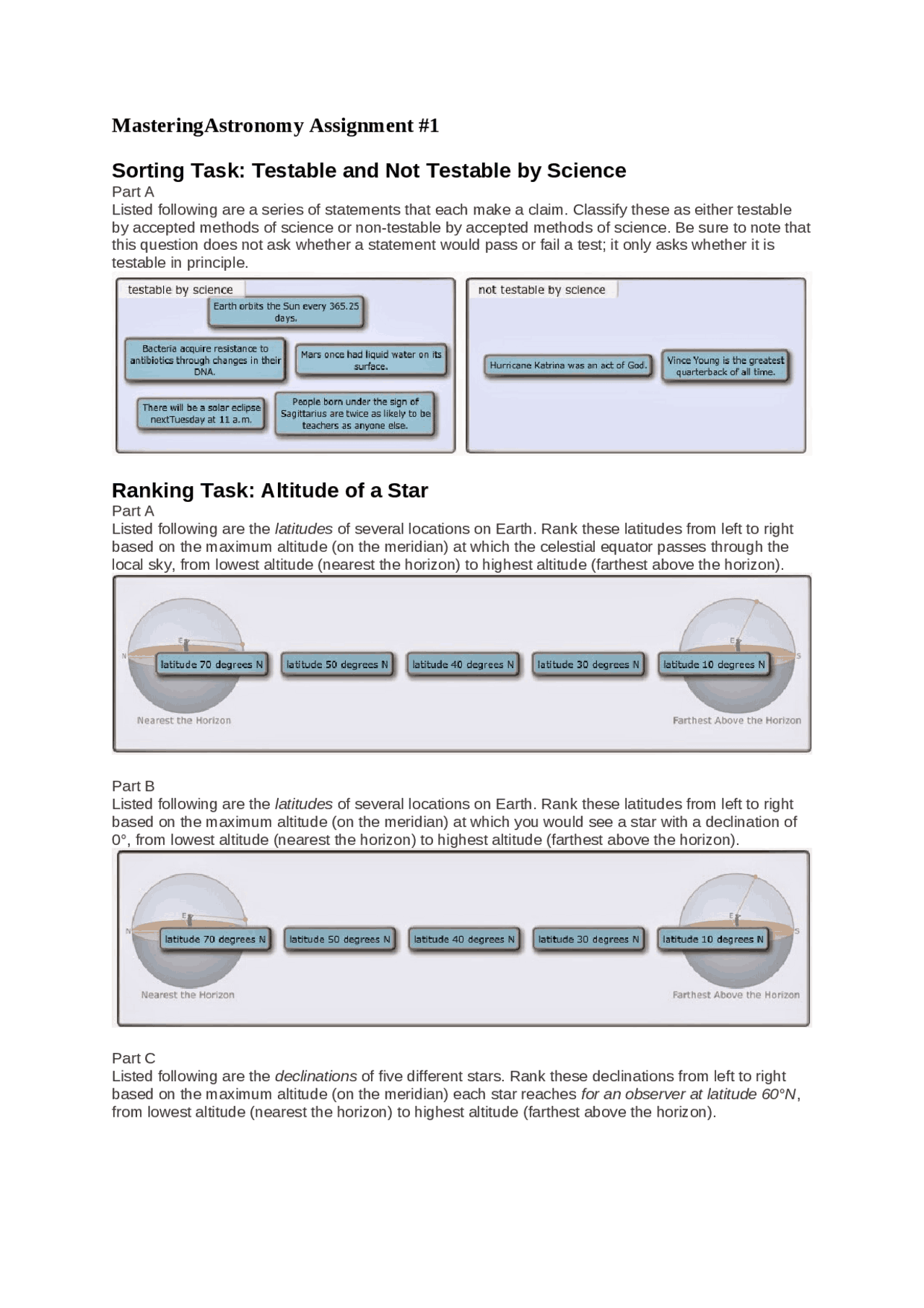 Masteringastronomy Assignment 1 Exercises Astronomy Docsity