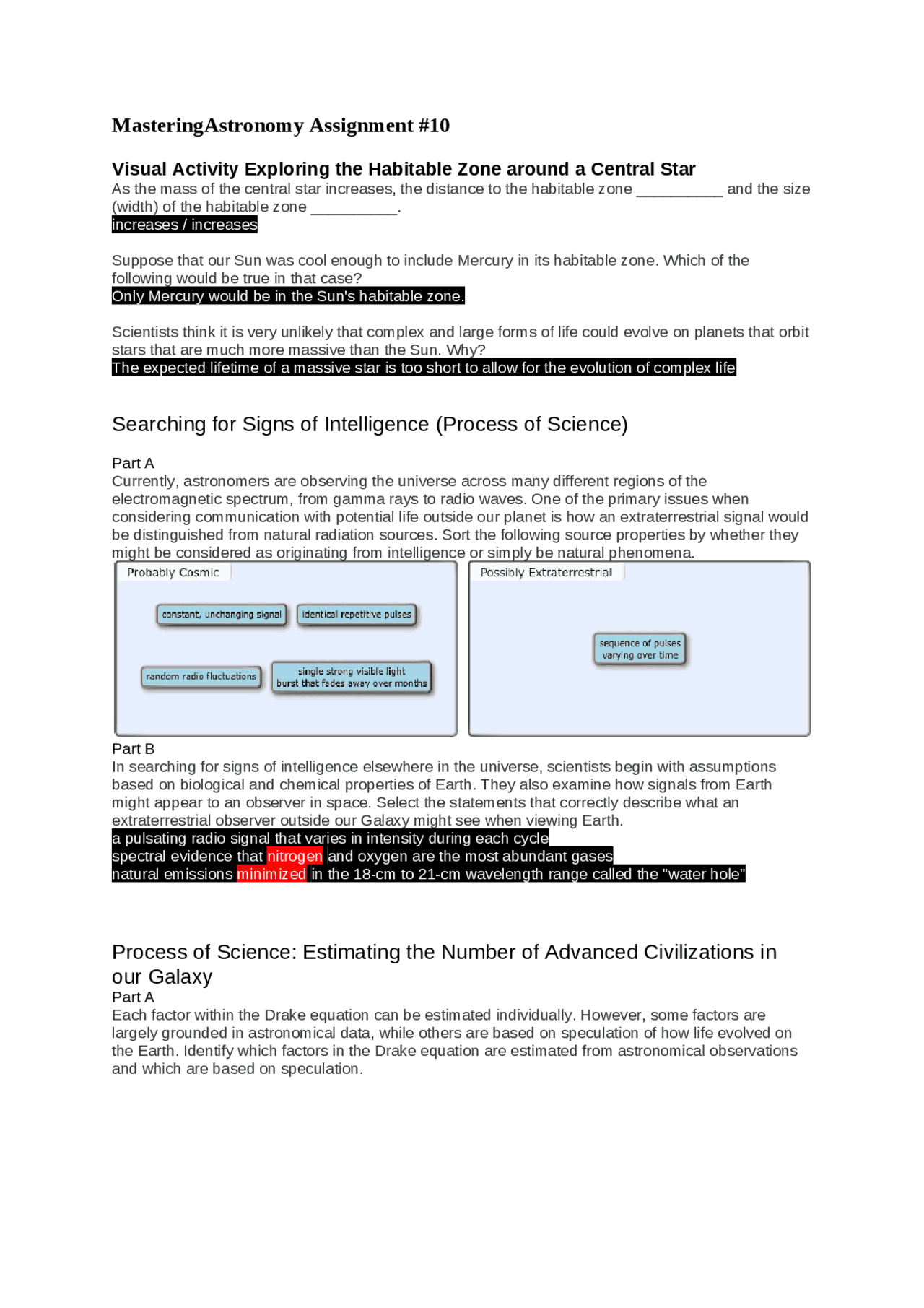 Masteringastronomy Assignment 10 Exercises Astronomy Docsity