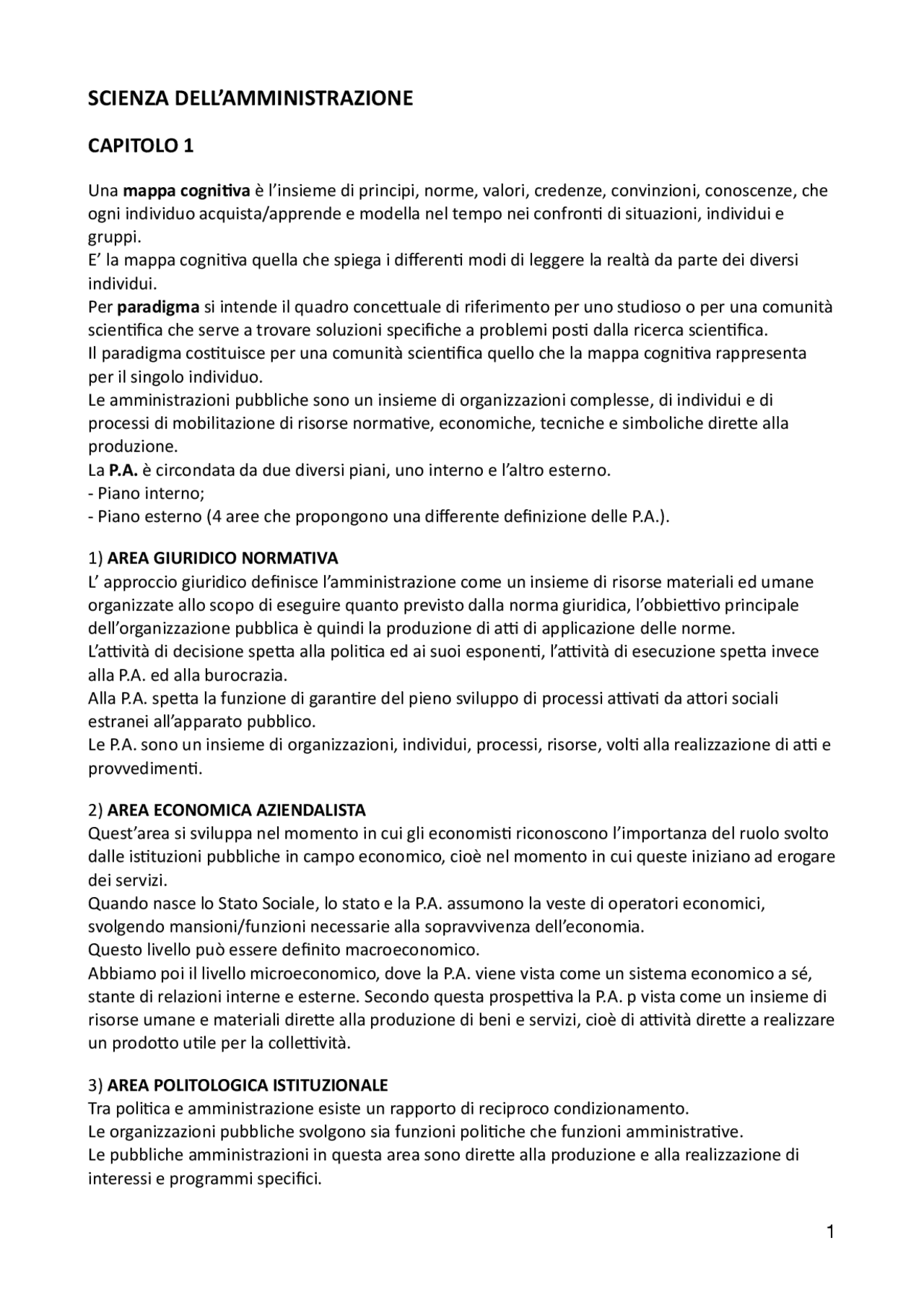 Riassunto Scienze Dellamministrazione Schemi E Mappe Concettuali Di