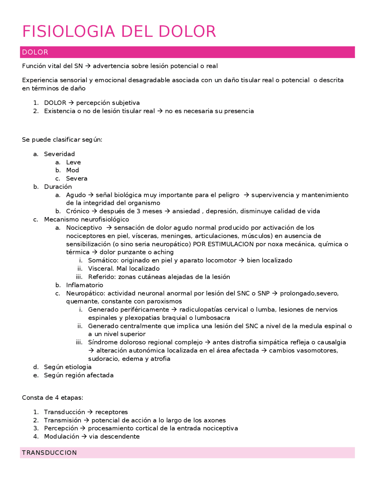 Fisiologia Del Dolor Resúmenes De Anestesiología Docsity