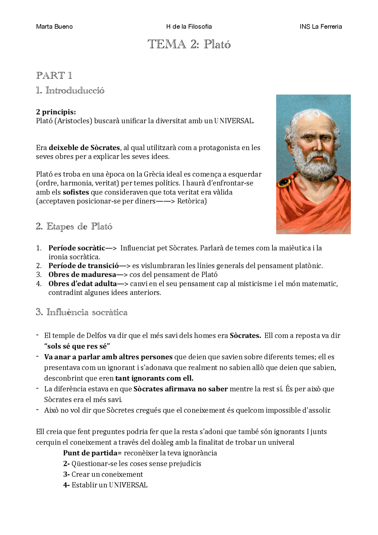 Apunts Filosofia Plató Selectivitat Resúmenes De Filosofía Docsity