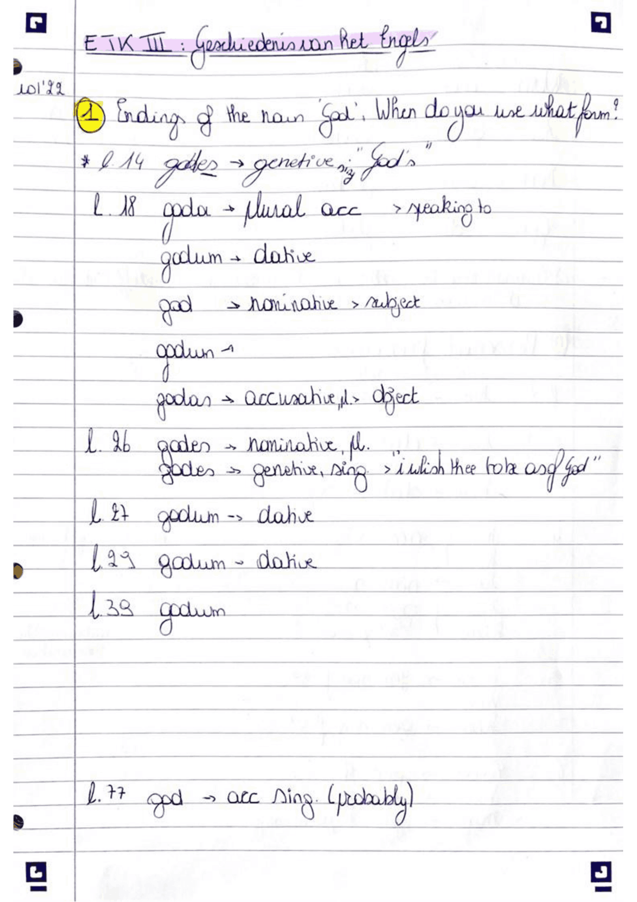 Inflections of nouns and personal pronouns in Old English | Lecture ...