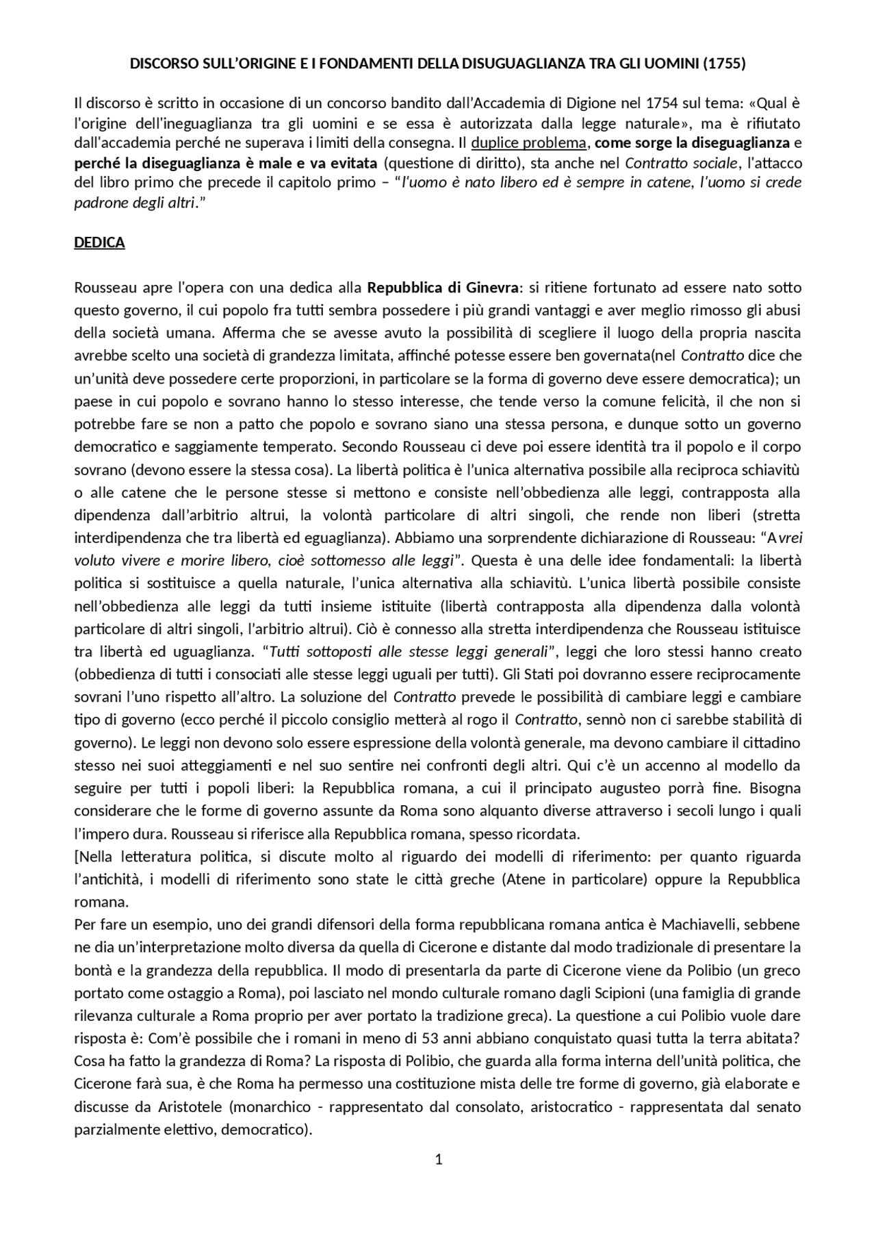 Riassunto Del Secondo Discorso Di Rousseau Sintesi Del Corso Di