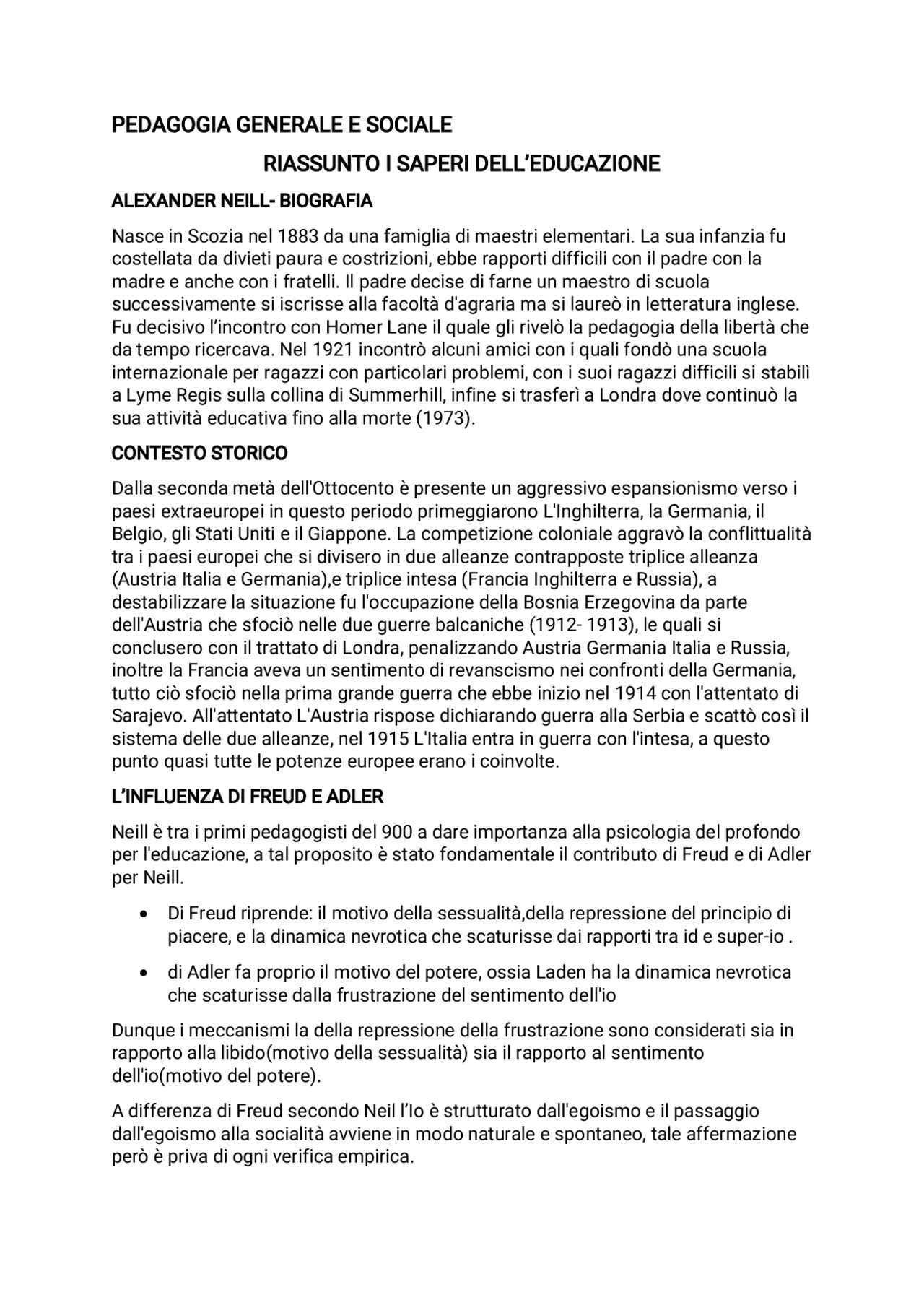 I Saperi Delleducazione Appunti Di Pedagogia Docsity