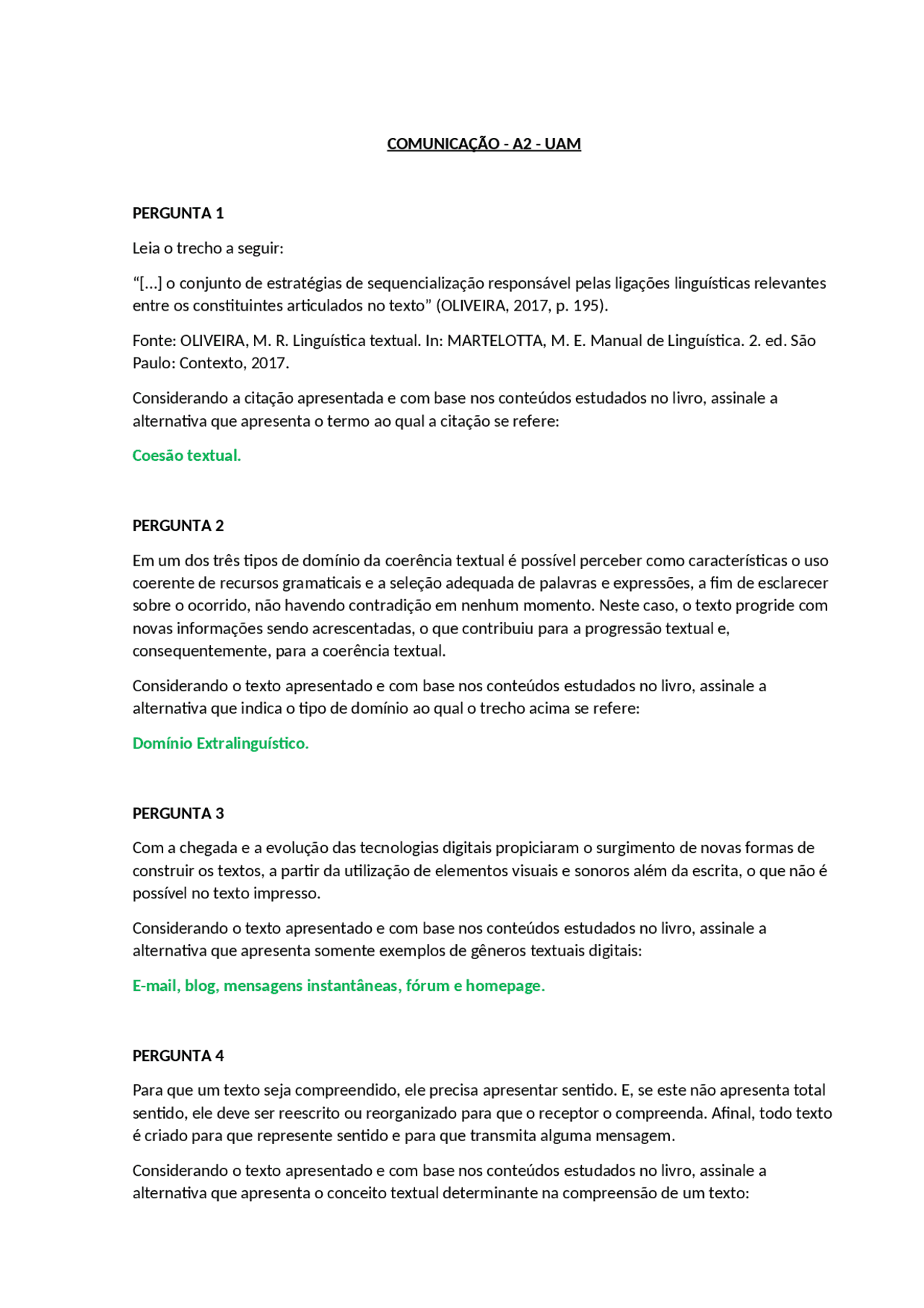 Respostas De Comunicação Provas Comunicação Docsity
