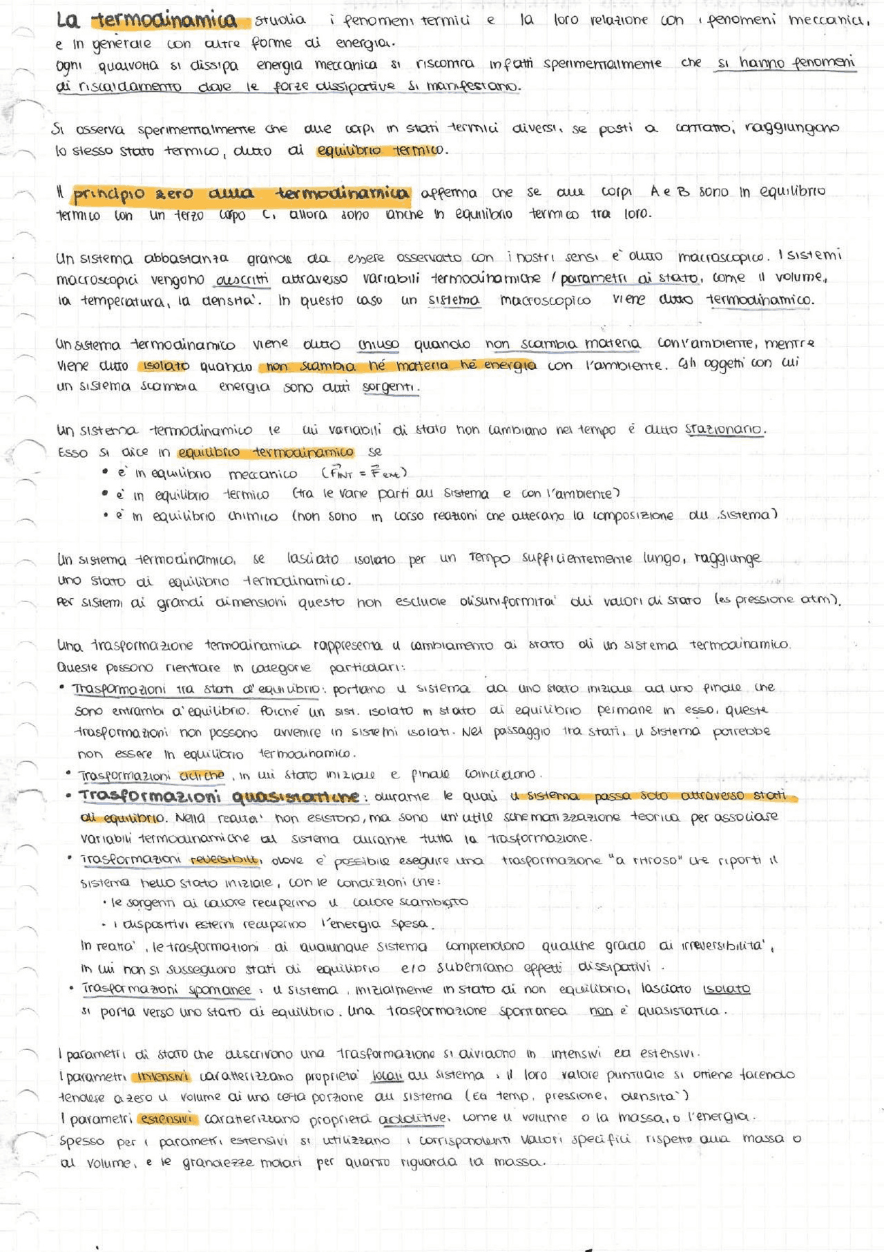 Appunti Di Fisica Generale I Termodinamica Appunti Di Fisica Docsity
