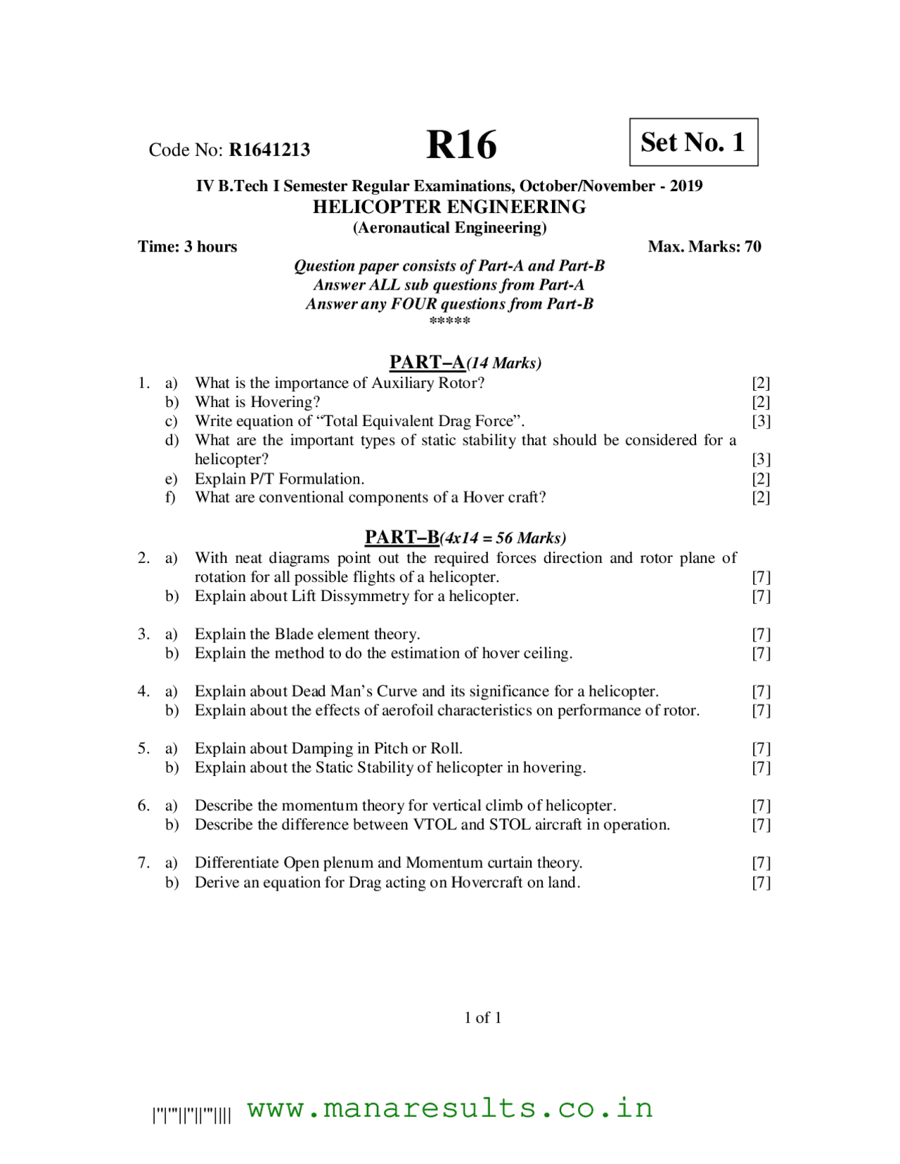 Helicopter Dynamics Question Paper Cheat Sheet Aeronautical