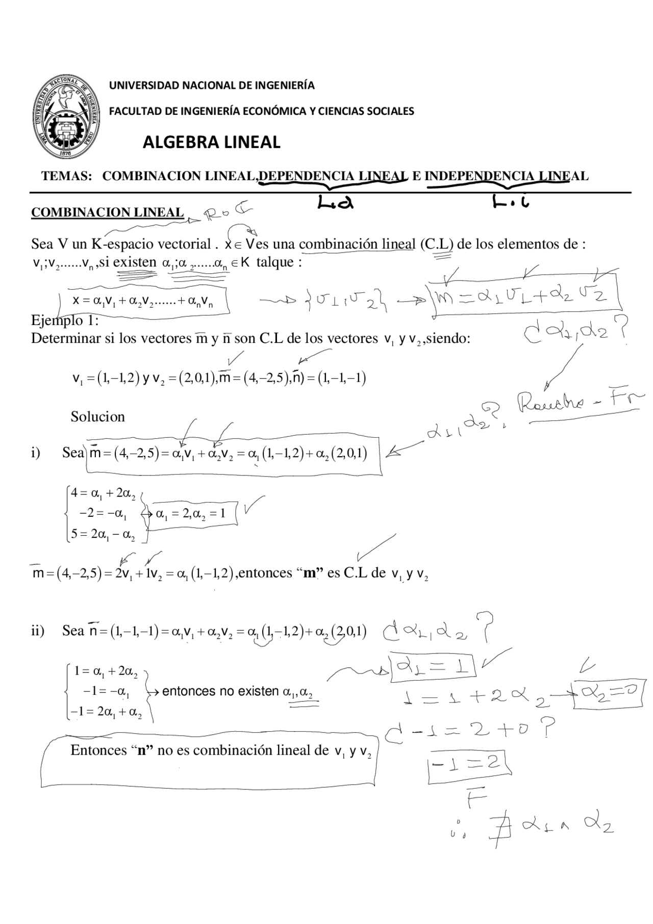 Conceptos Introductorios Al álgebra Lineal Diapositivas De Álgebra